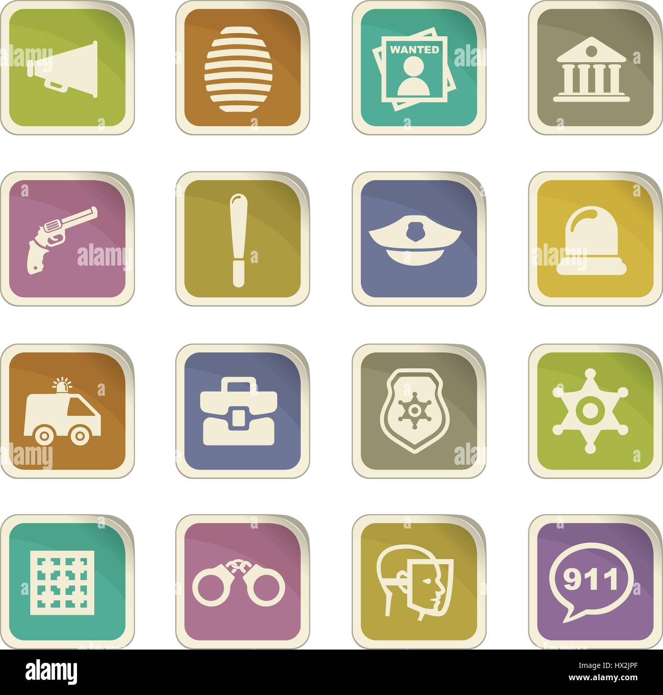 Police icon set for web sites and user interface Stock Vector Image ...