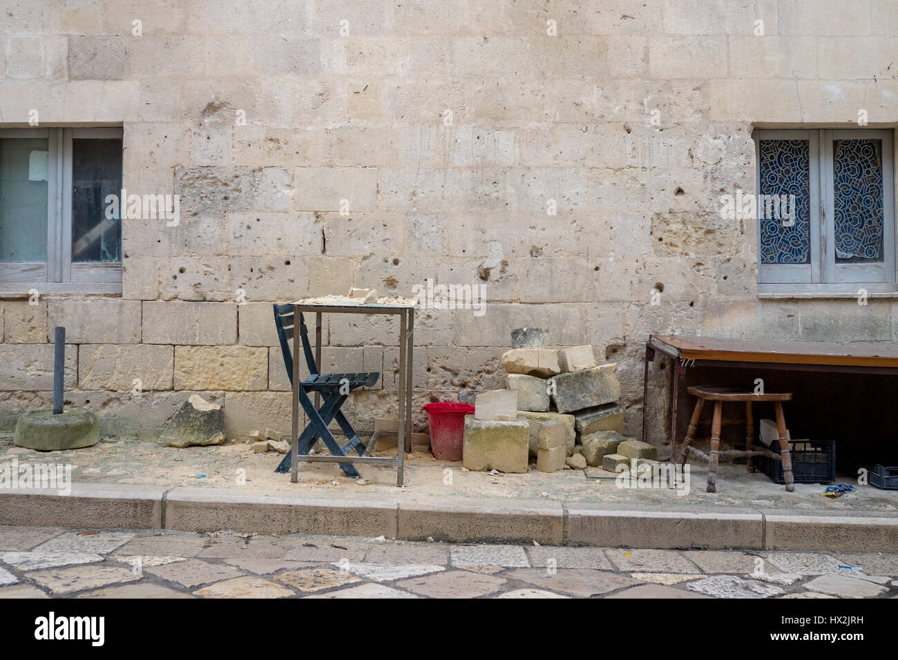Stonecutter workspace in Matera European Capital of Culture 2019 Stock ...