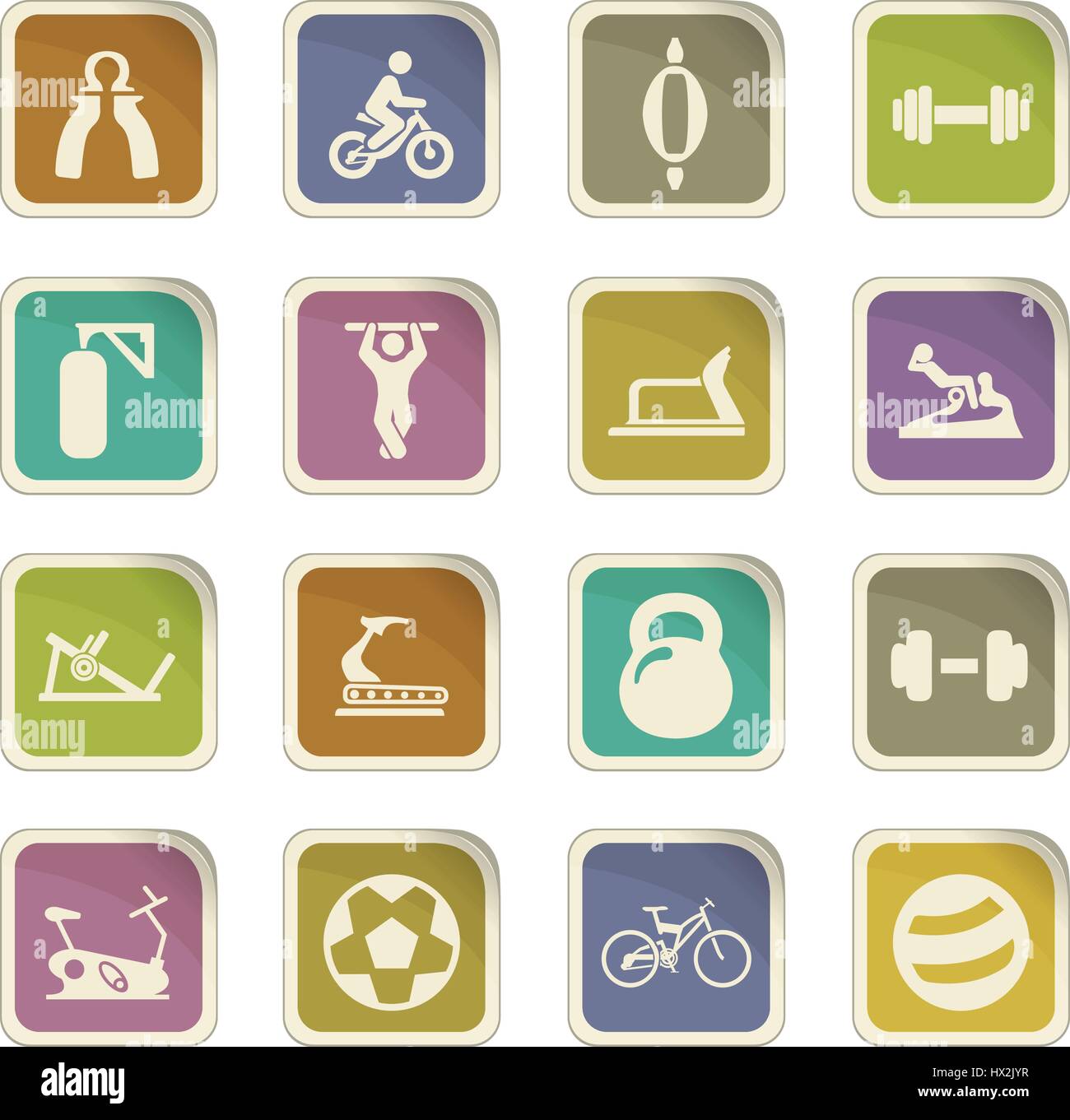 Sport equipment icons set with sports items Stock Vector Image & Art ...