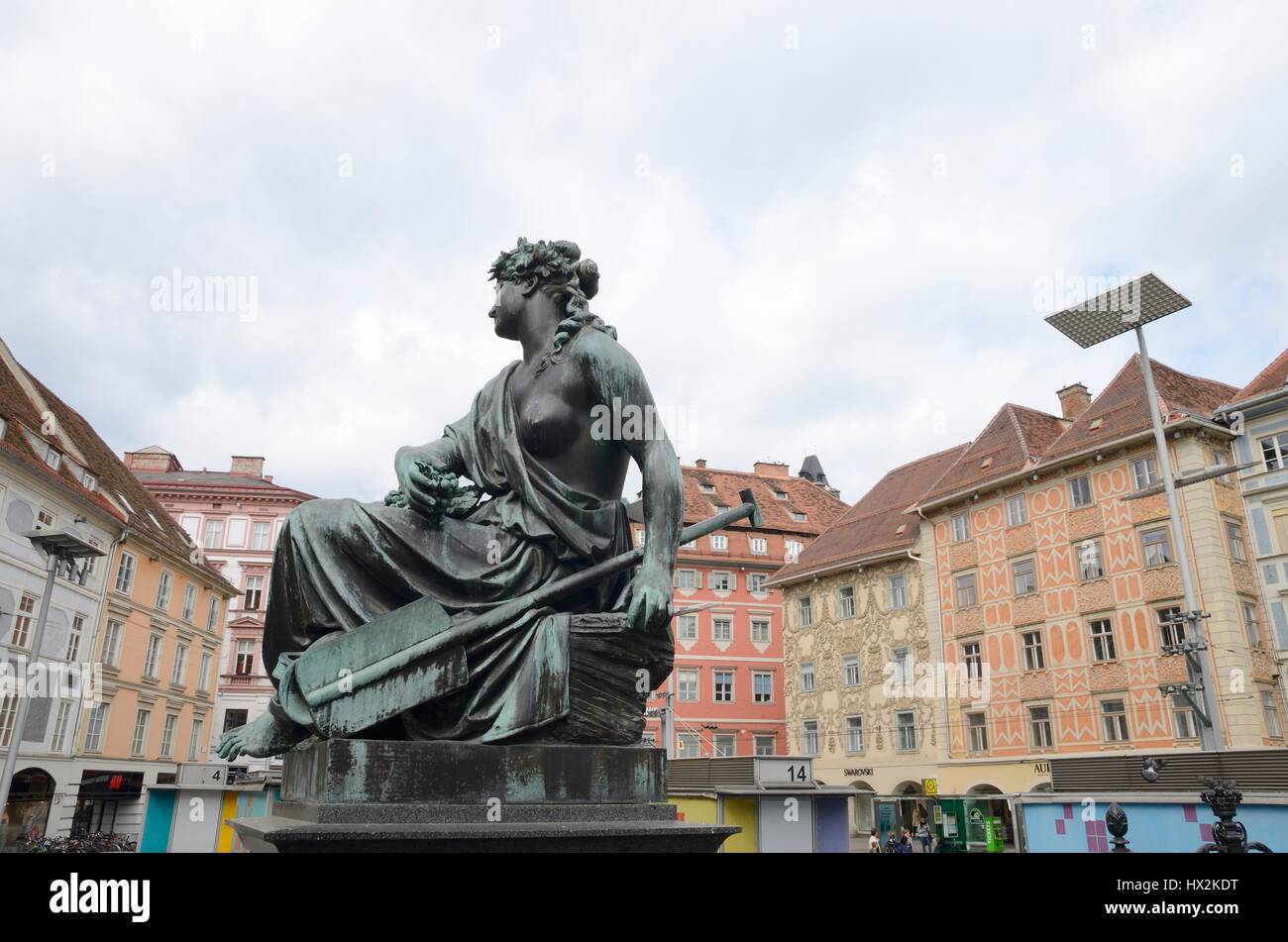 Bronze sculpture in the Main Square of Graz, the capital of federal ...