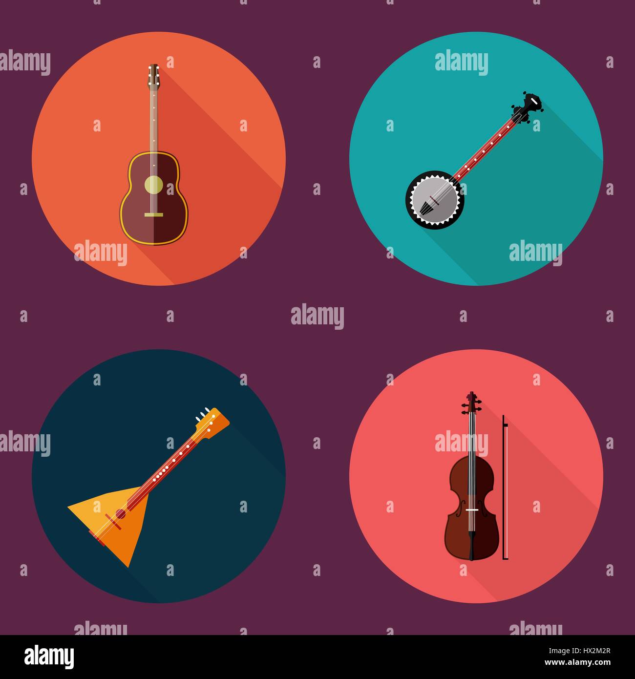 Icons of musical instruments on isolated background Stock Vector Image ...