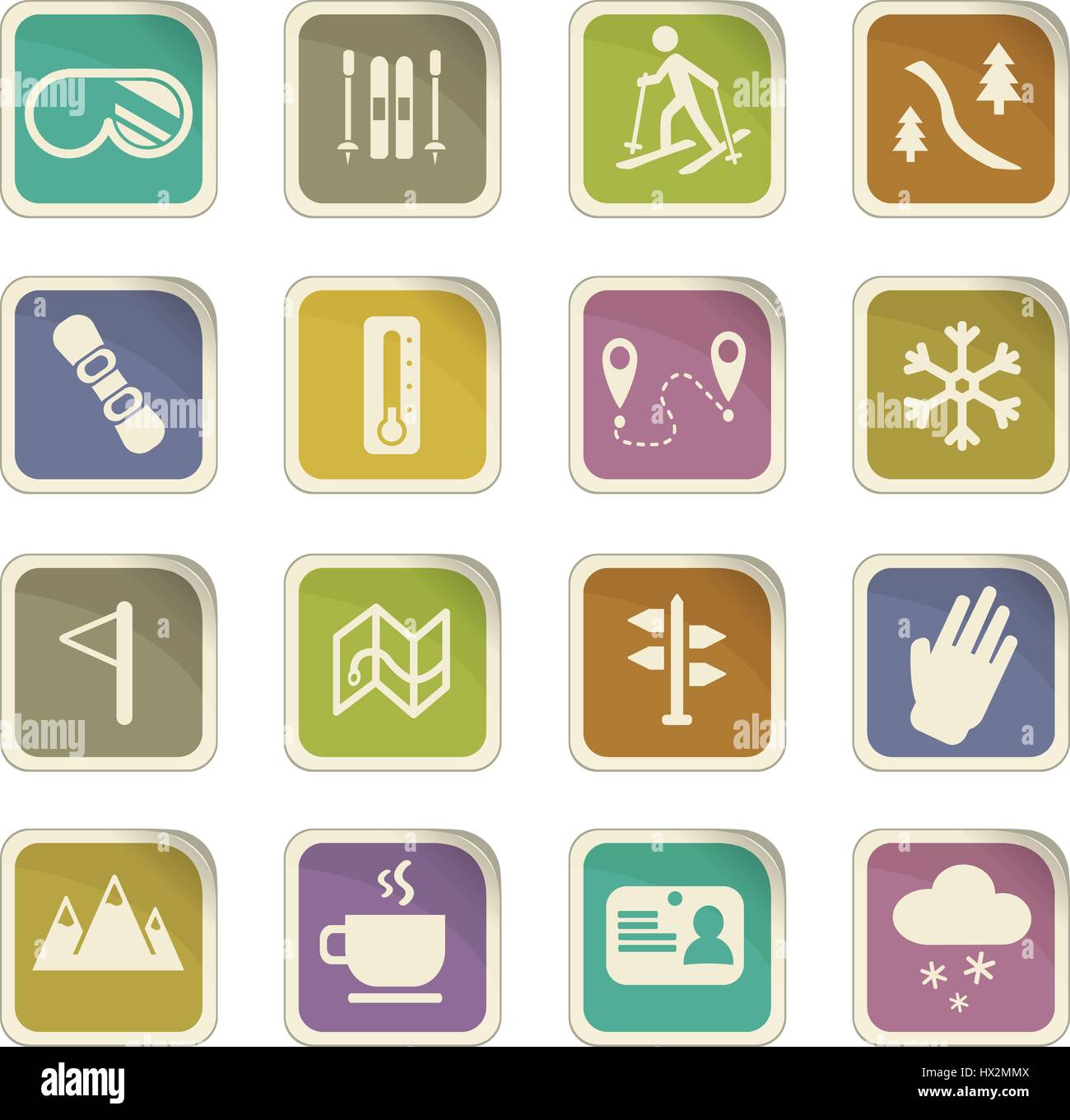 skiing vector icons for user interface design Stock Vector Image & Art ...
