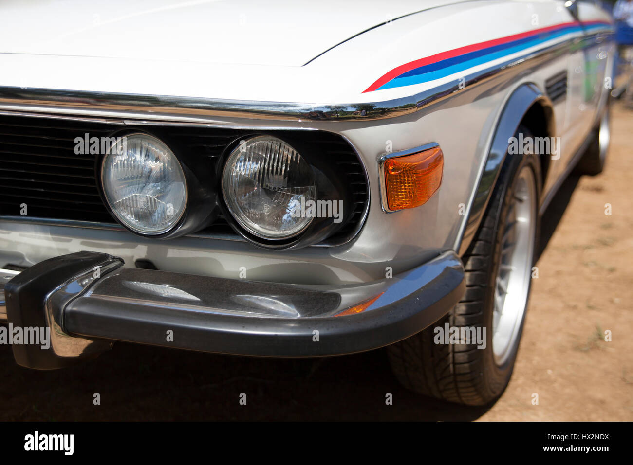 Front view and headlight details of a classic bmw 3000 at outdoor Stock ...