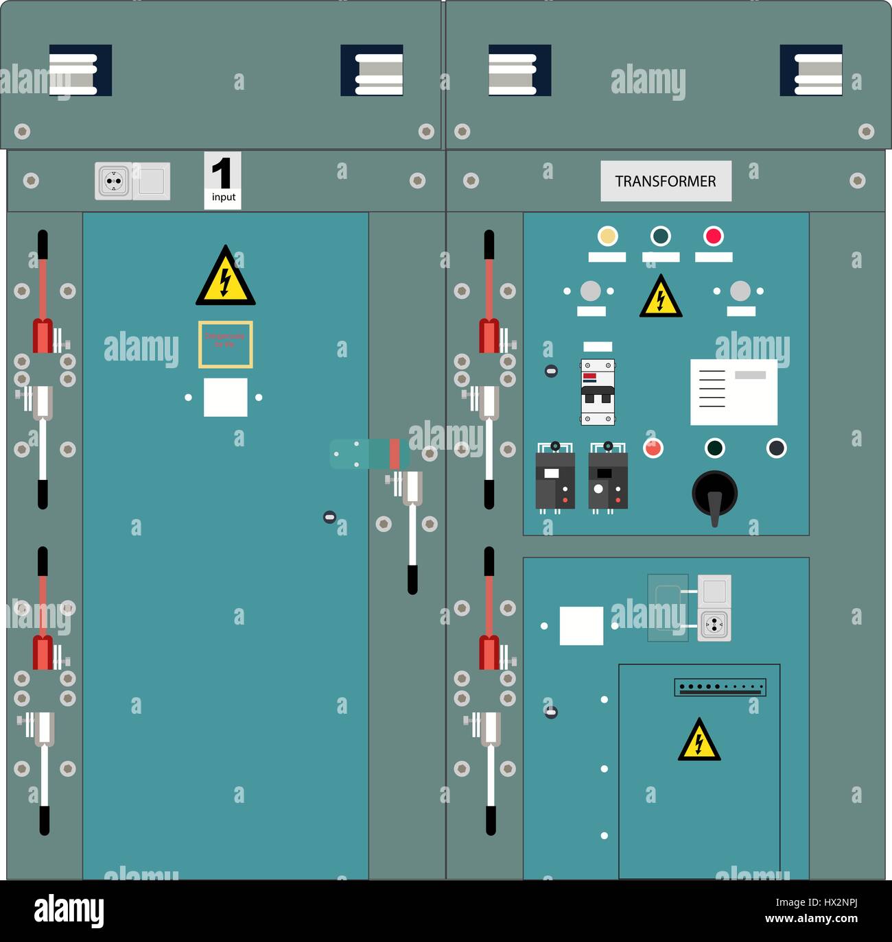 Picture of the electrical panel, electric meter and circuit breakers ...