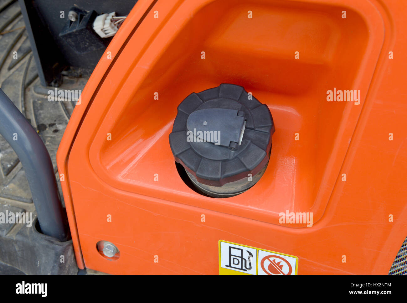 The gasoline cover of backhoe loader tractor car Stock Photo - Alamy