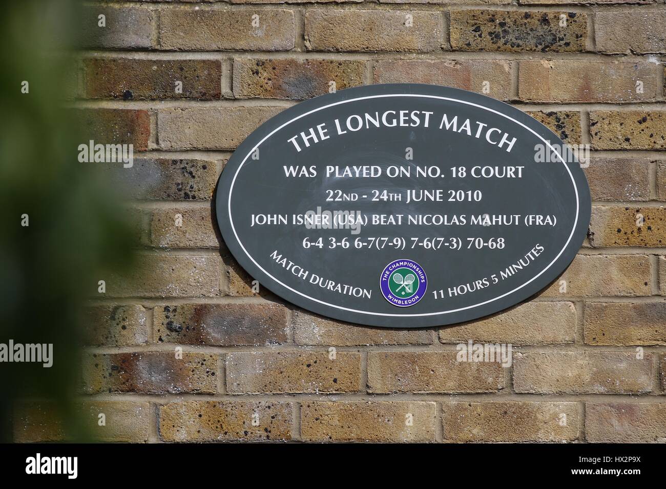 PLAQUE ON WIMBLEDON COURT NO. THE WIMBLEDON CHAMPIONSHIPS 20 THE ALL ...