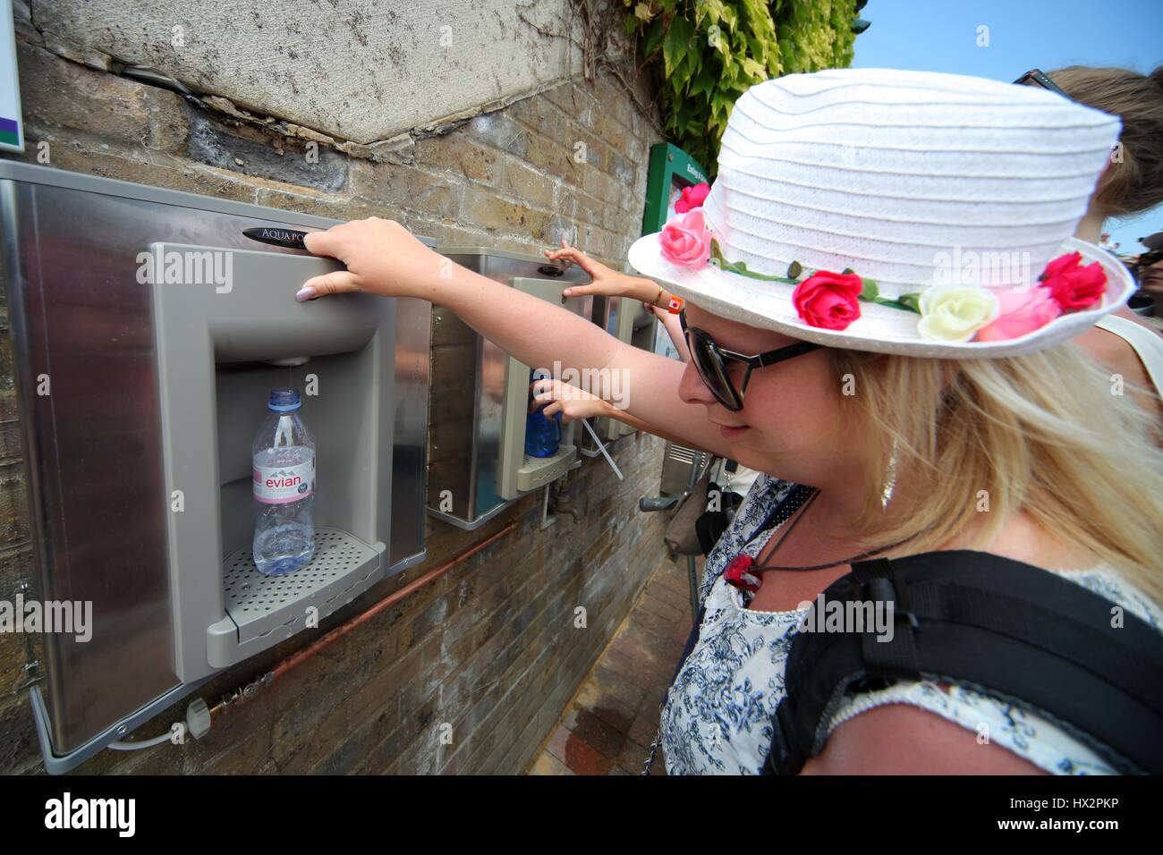 WATER BOTTLES BEING FILLED ON THE WIMBLEDON CHAMPIONSHIPS 20 THE ALL ...