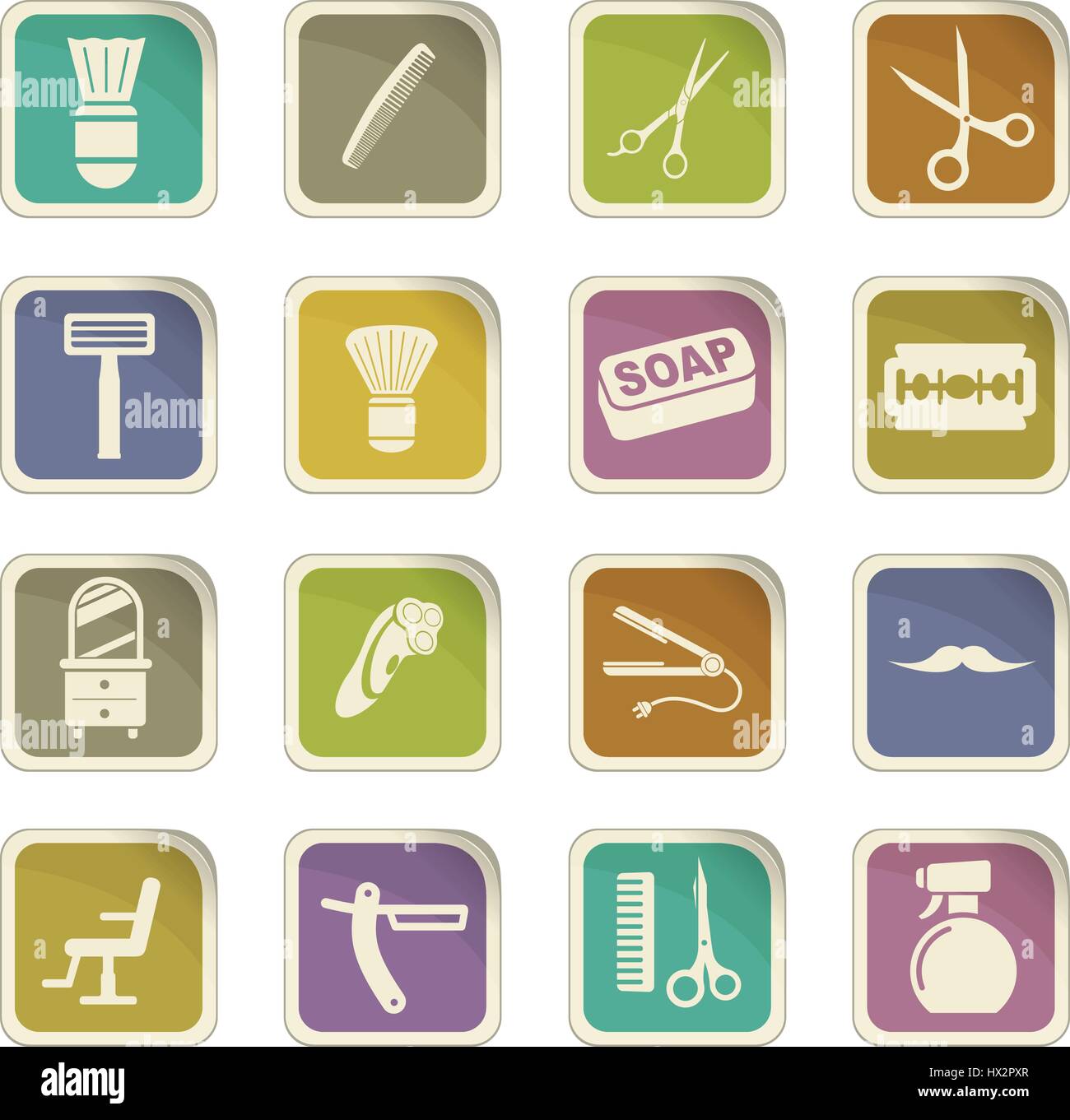 barbershop vector icons for user interface design Stock Vector Image ...