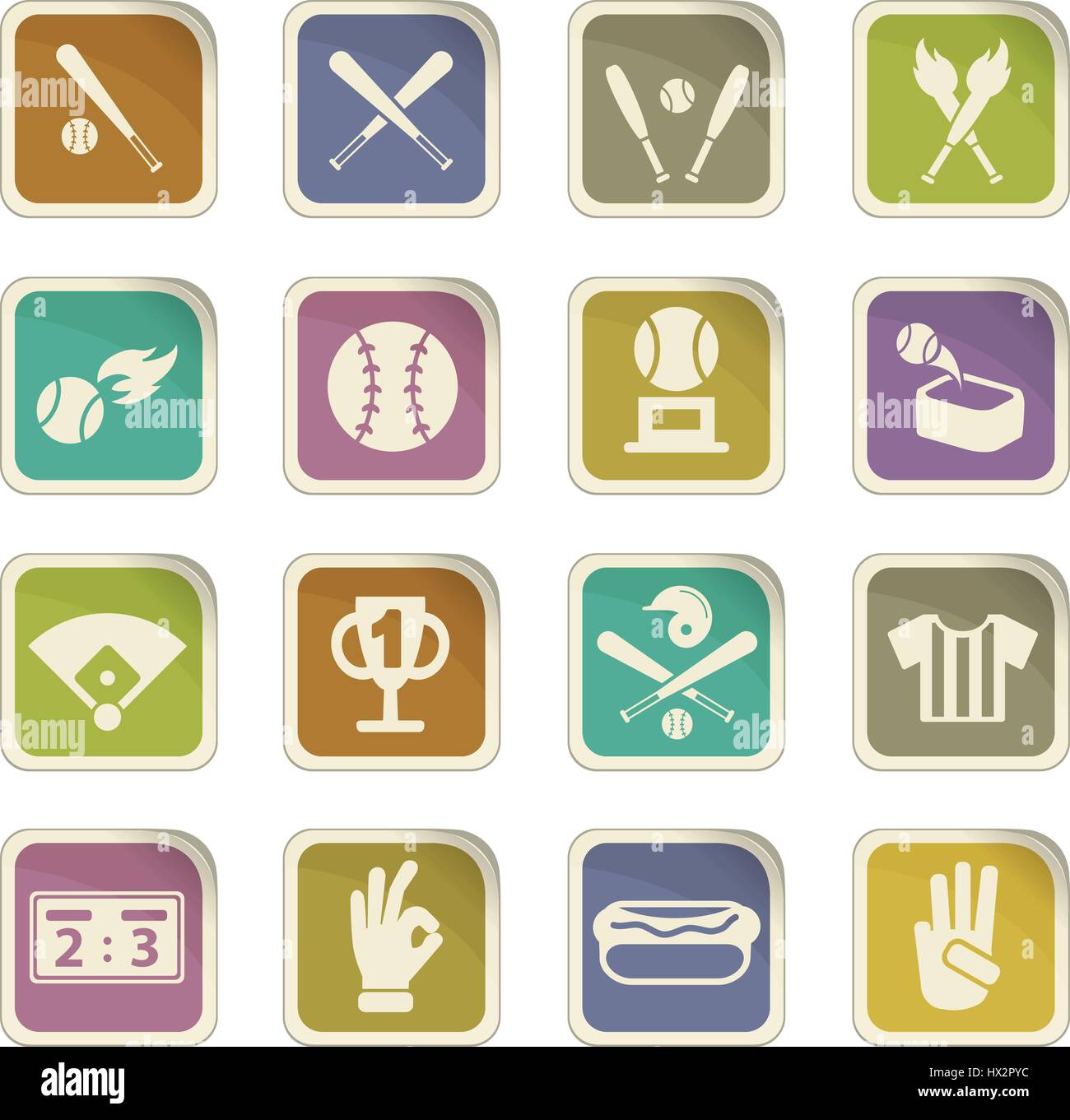 baseball vector icons for user interface design Stock Vector Image ...