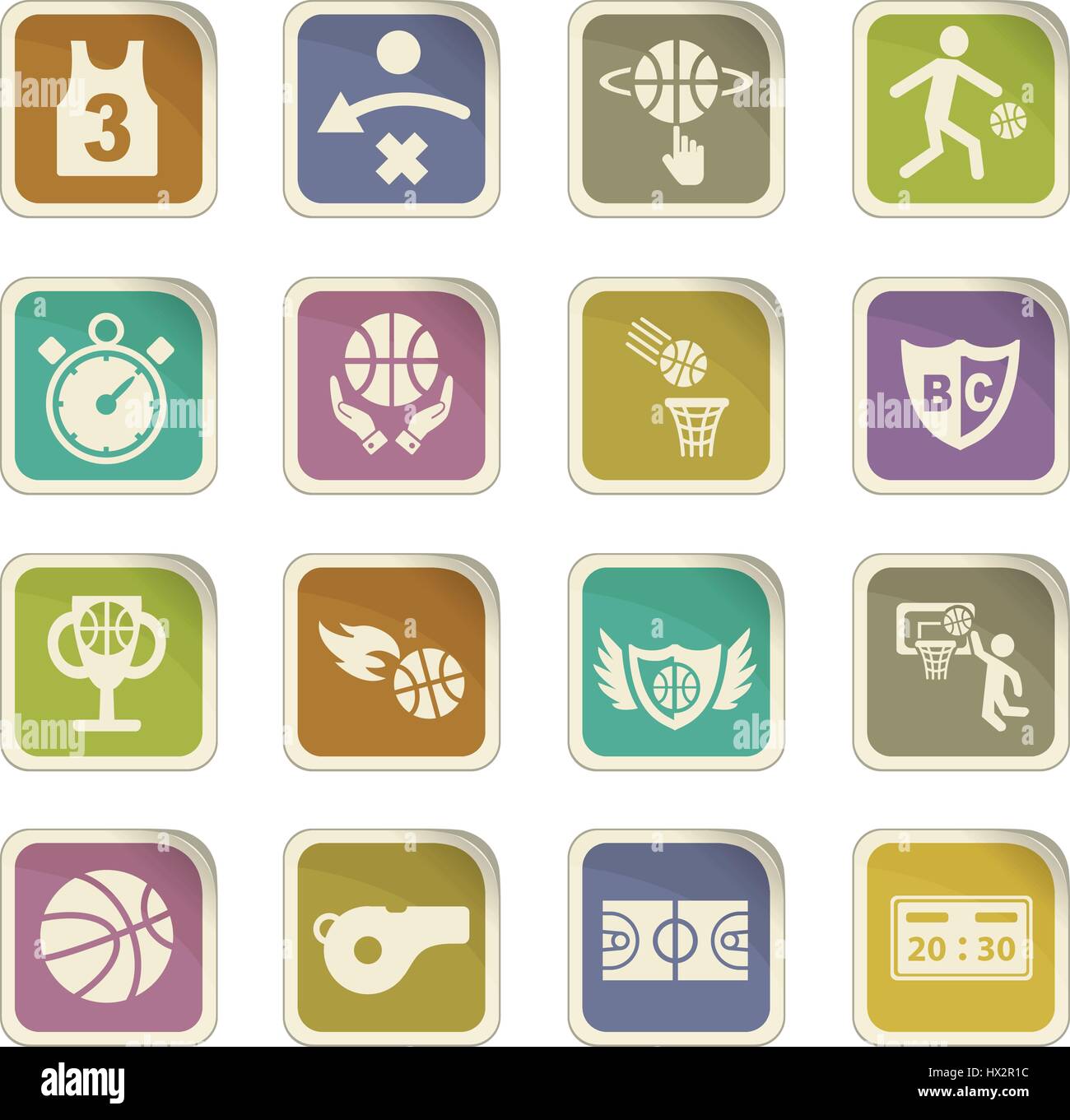 basketball vector icons for user interface design Stock Vector Image ...