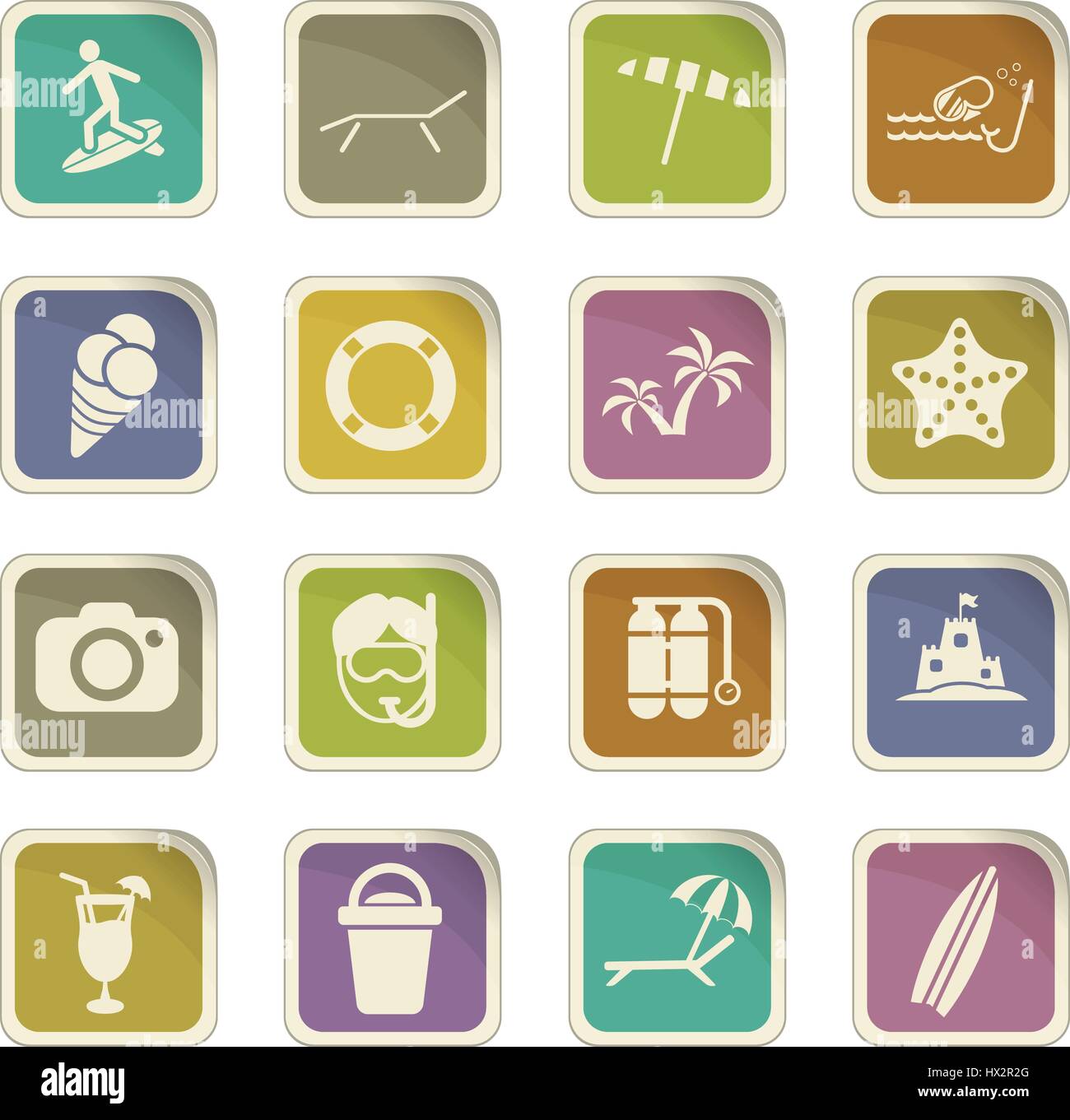 beach vector icons for user interface design Stock Vector Image & Art ...