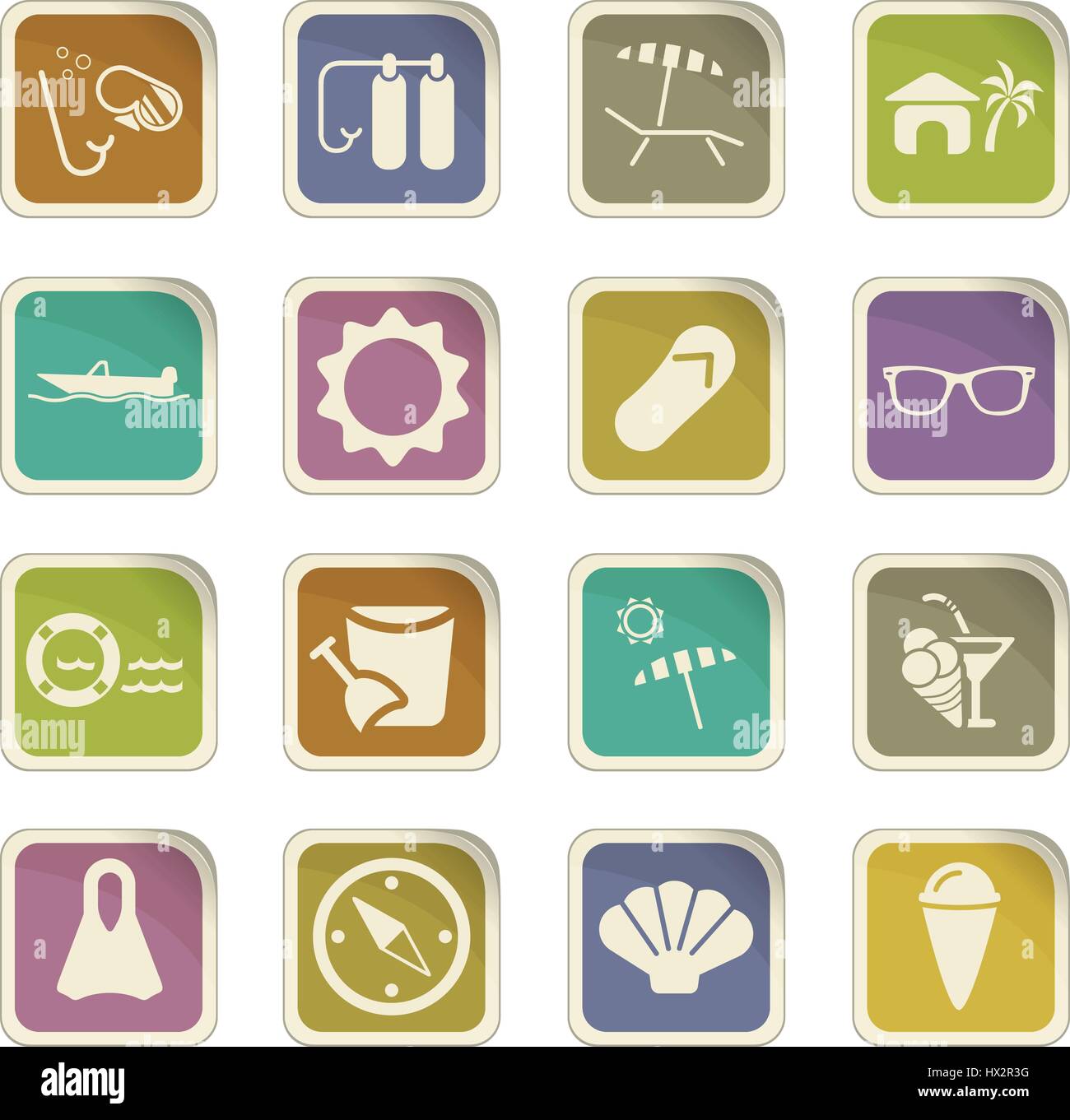 beach vector icons for user interface design Stock Vector Image & Art ...