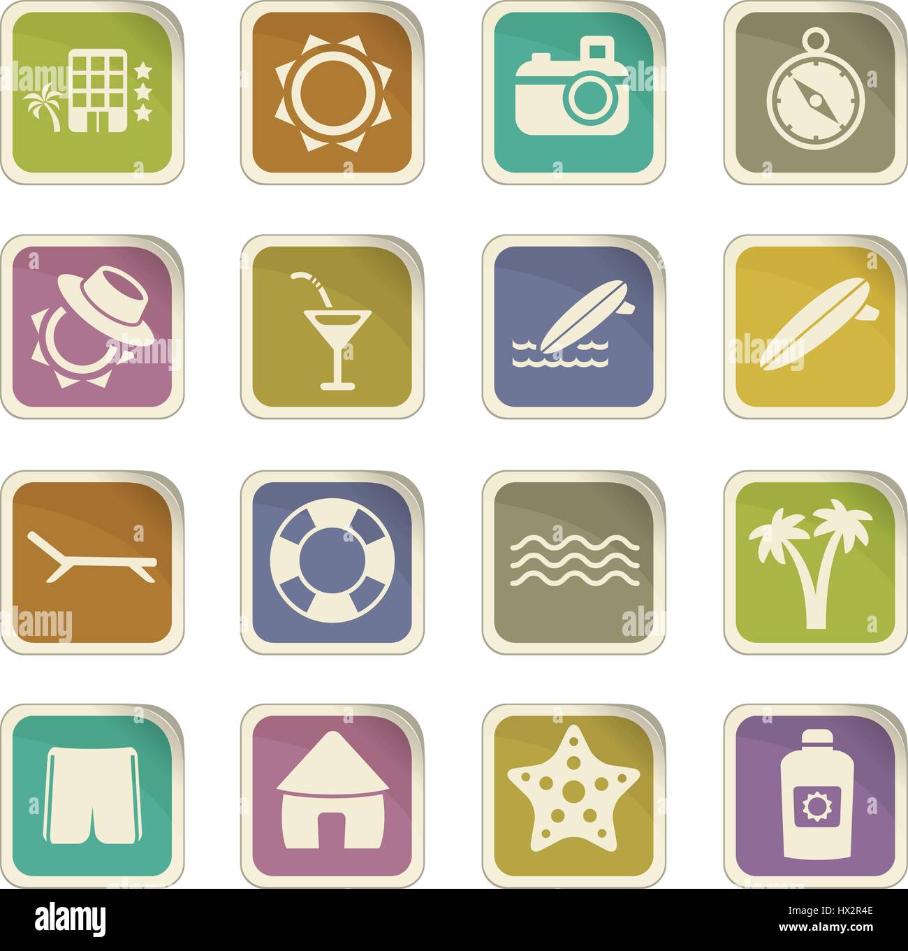 beach vector icons for user interface design Stock Vector Image & Art ...