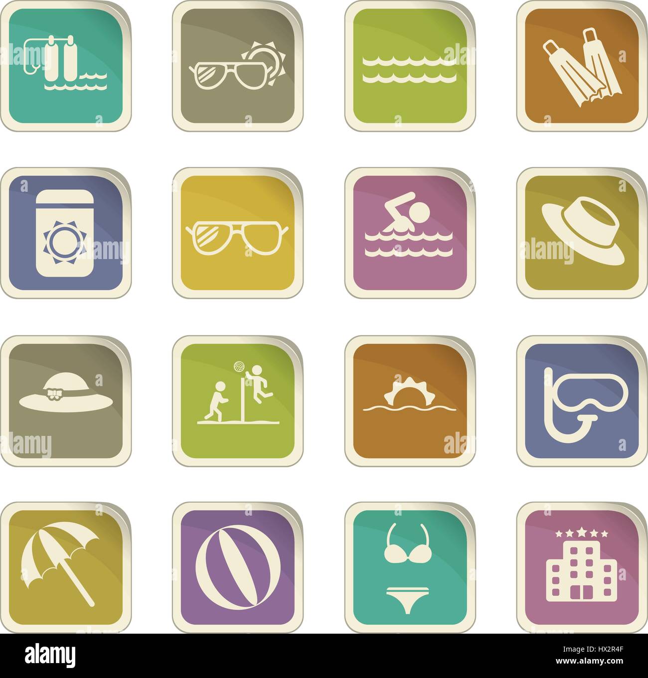 beach vector icons for user interface design Stock Vector Image & Art ...
