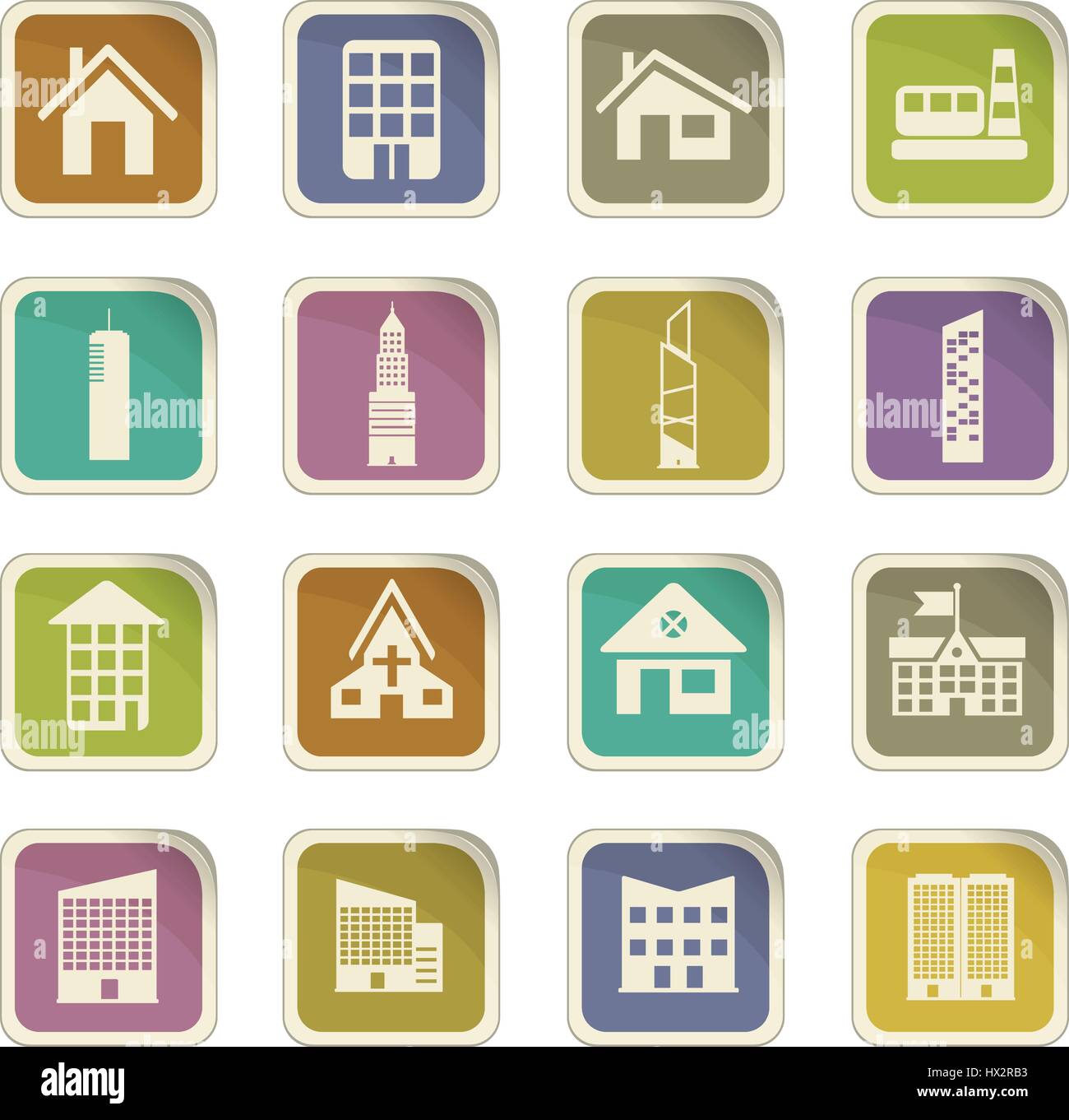 buildings vector icons for user interface design Stock Vector Image ...