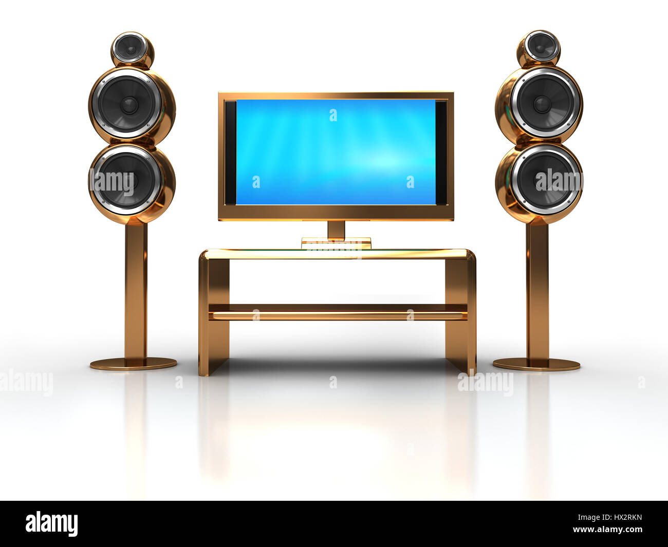3d illustration of home theater electronics over white background Stock ...