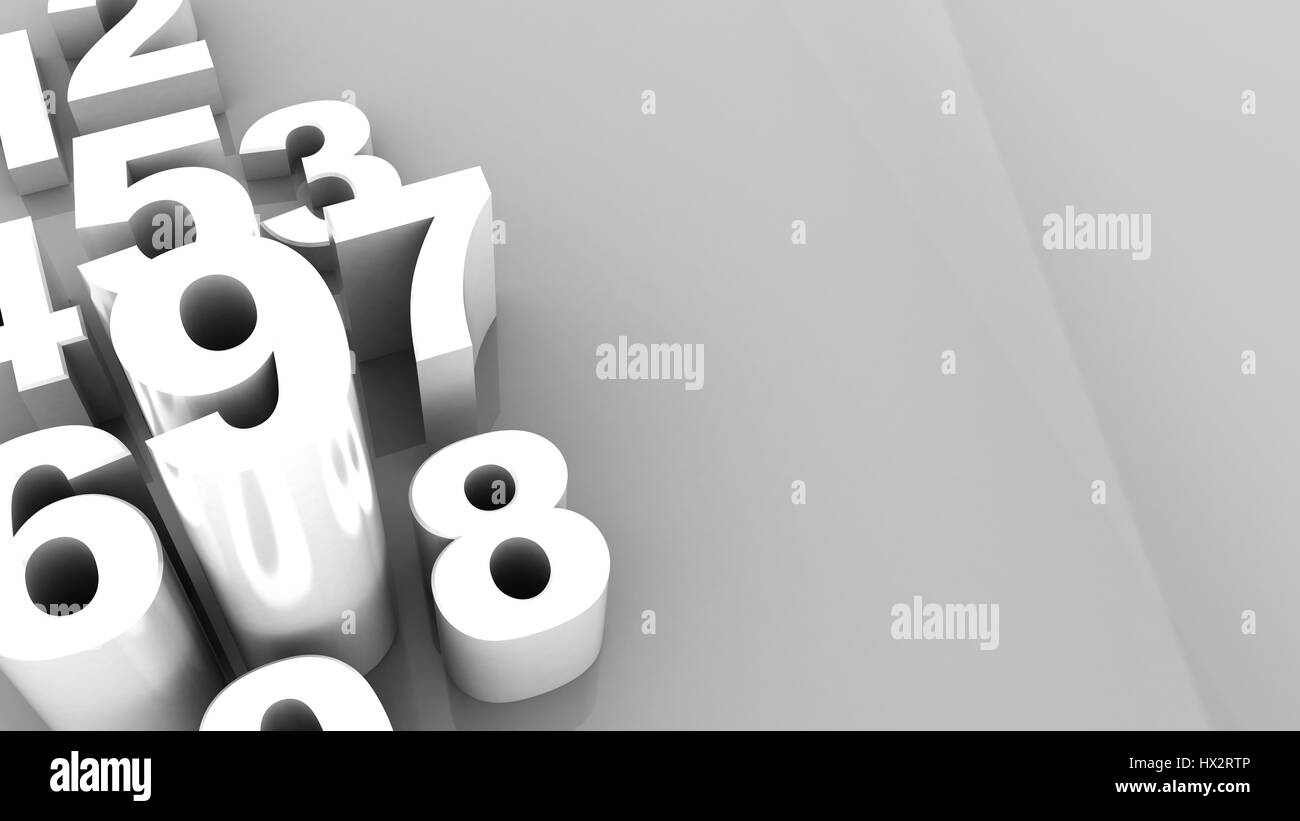 abstract 3d illustration of white background with numbers Stock Photo ...