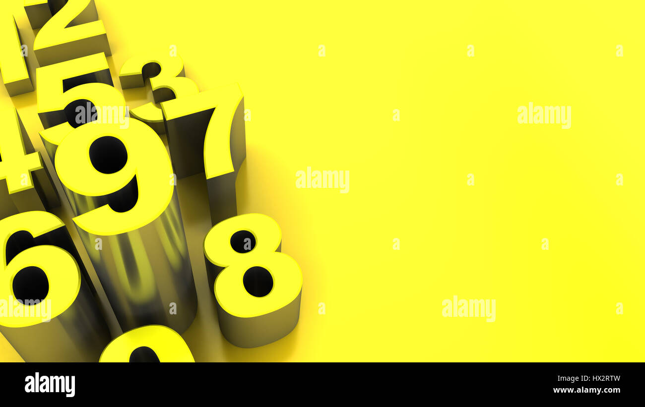 abstract 3d illustration of yellow numbers background Stock Photo - Alamy
