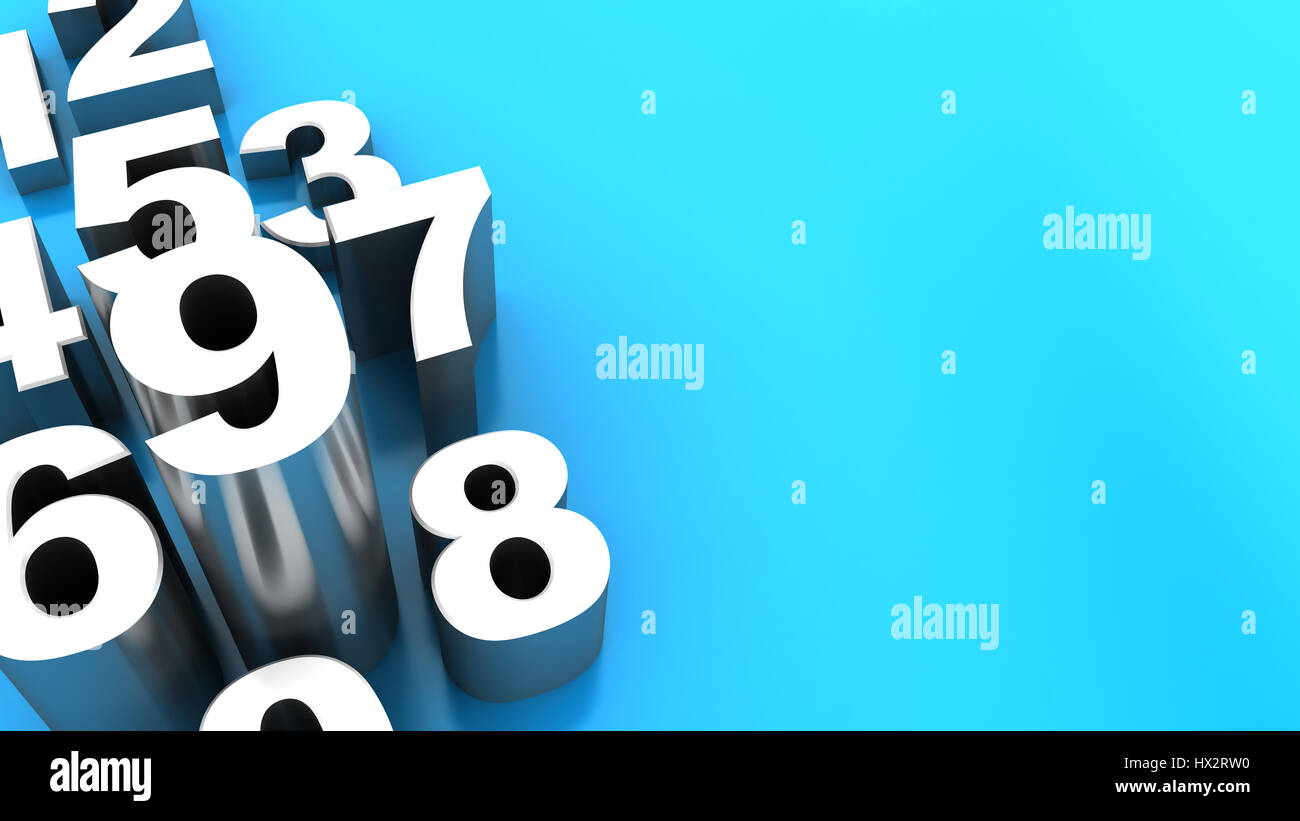3d illustration of blue background with white numbers Stock Photo - Alamy