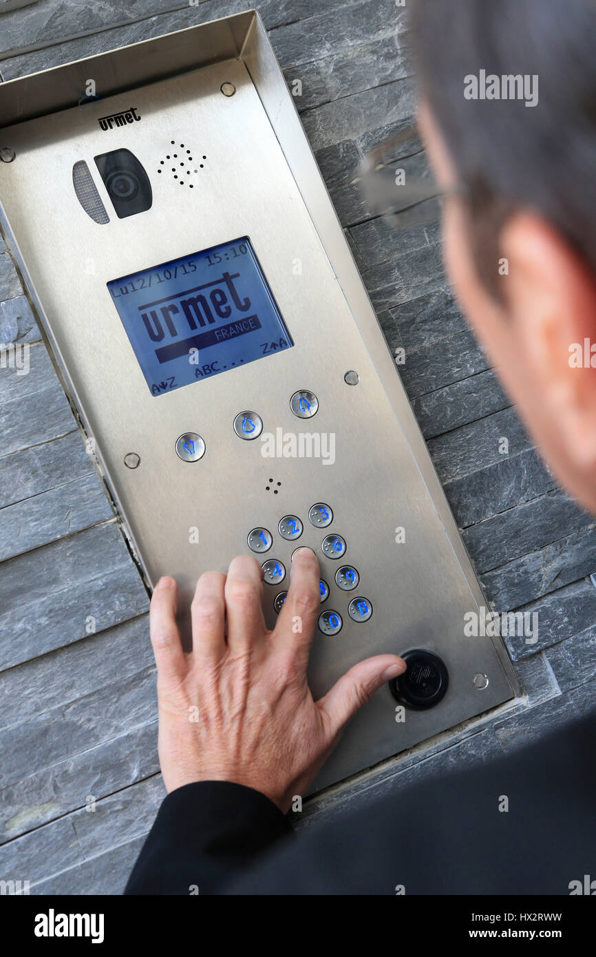Residential building with secured access system Stock Photo - Alamy