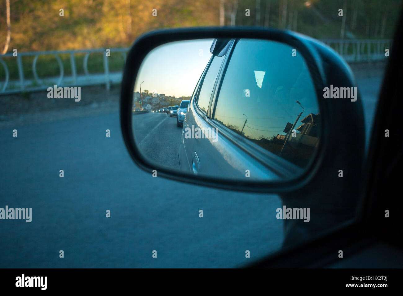 Side mirror view traffic jam hi-res stock photography and images - Alamy
