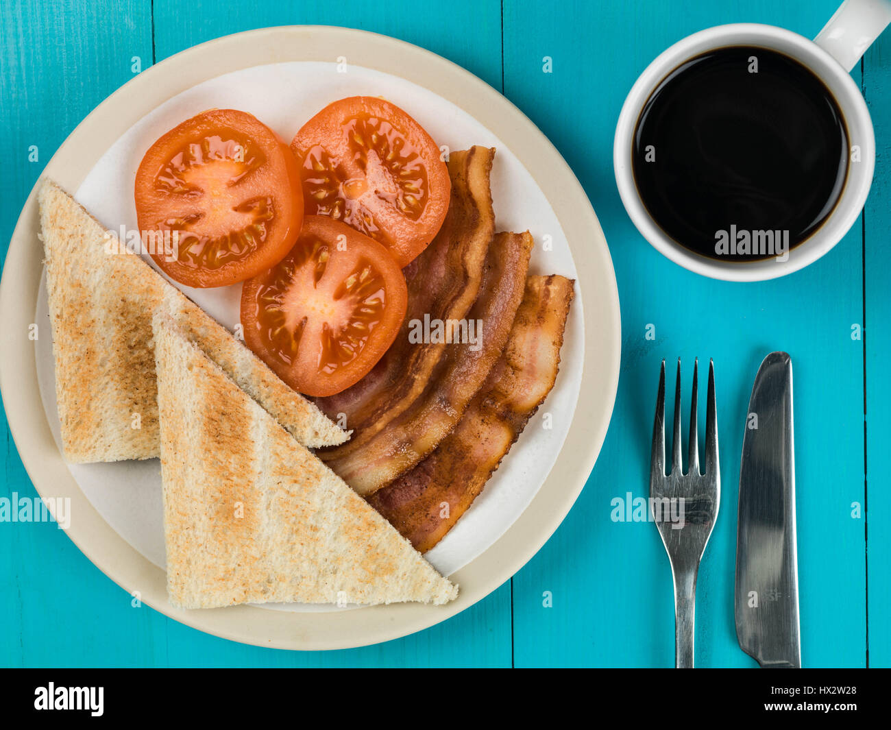 Authentic Flat Lay Colourful English Breakfast, Fried Bacon Grilled ...