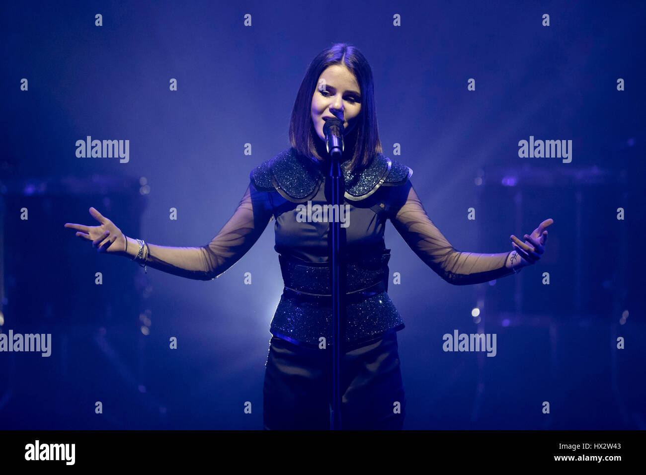 Singer Marina Kaye in concert Stock Photo - Alamy