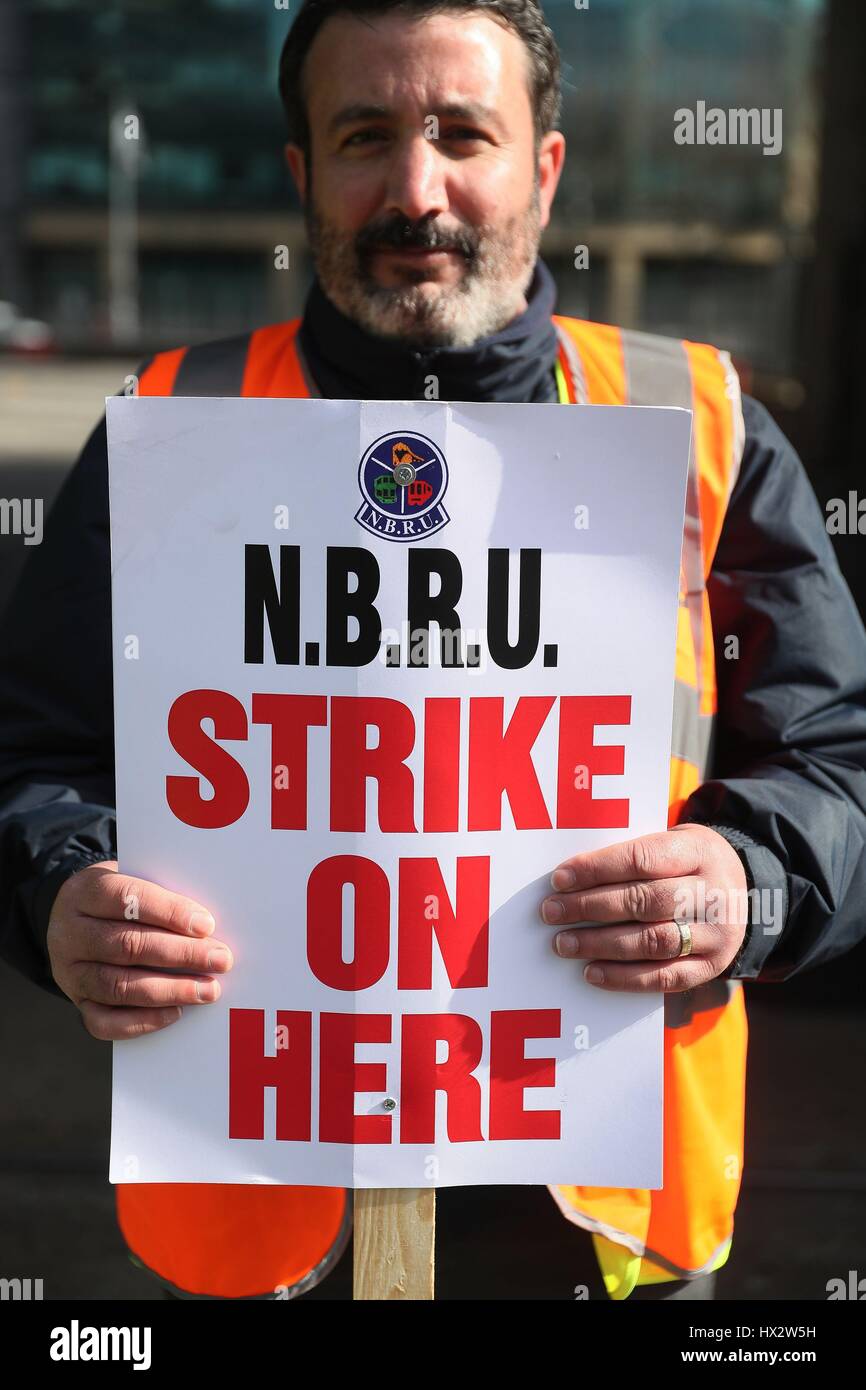 SIPTU trade union workers picket outside Bus Aras in Dublin on the ...