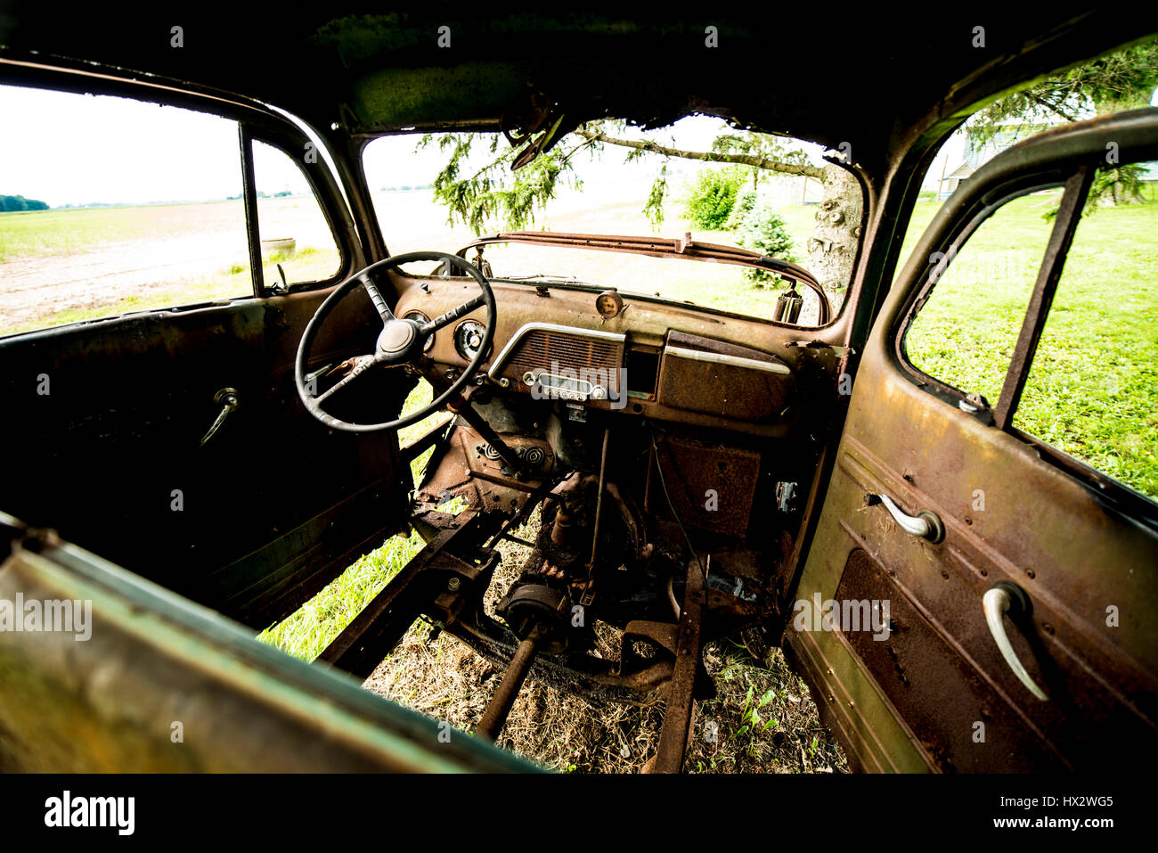 old retro rusty truck inside Stock Photo - Alamy