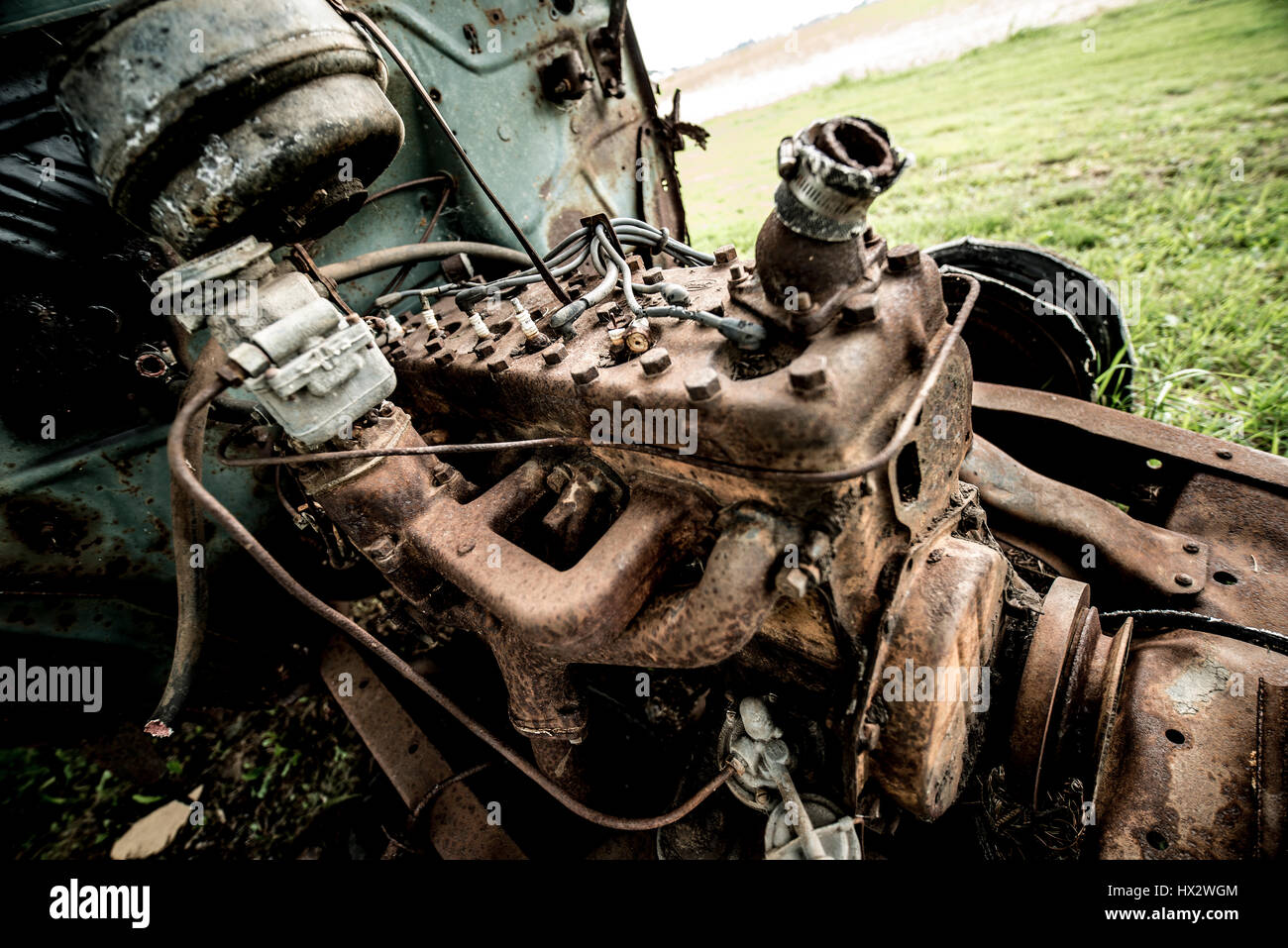 old rusted truck engine Stock Photo - Alamy