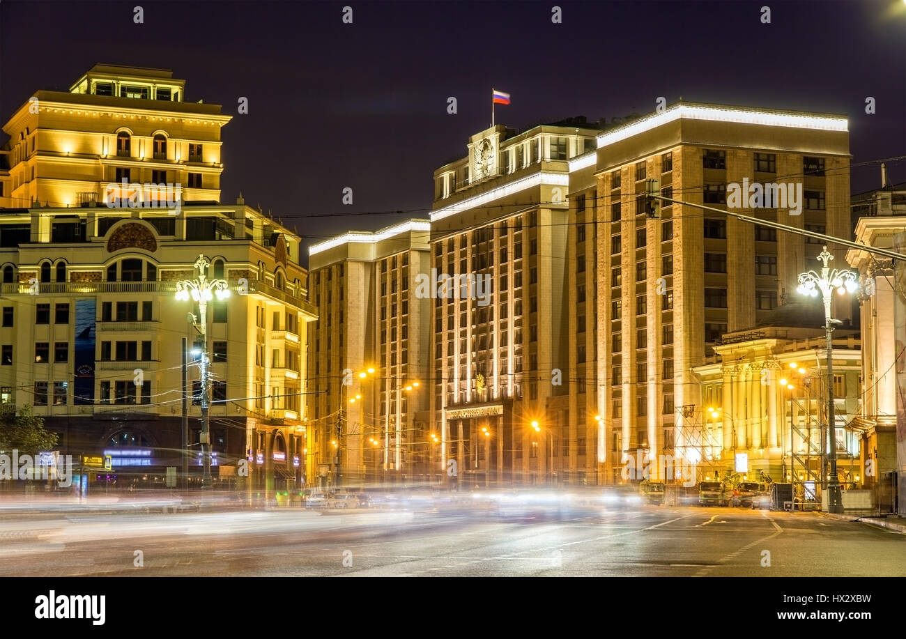 Night view of State Duma in Moscow, Russia Stock Photo - Alamy