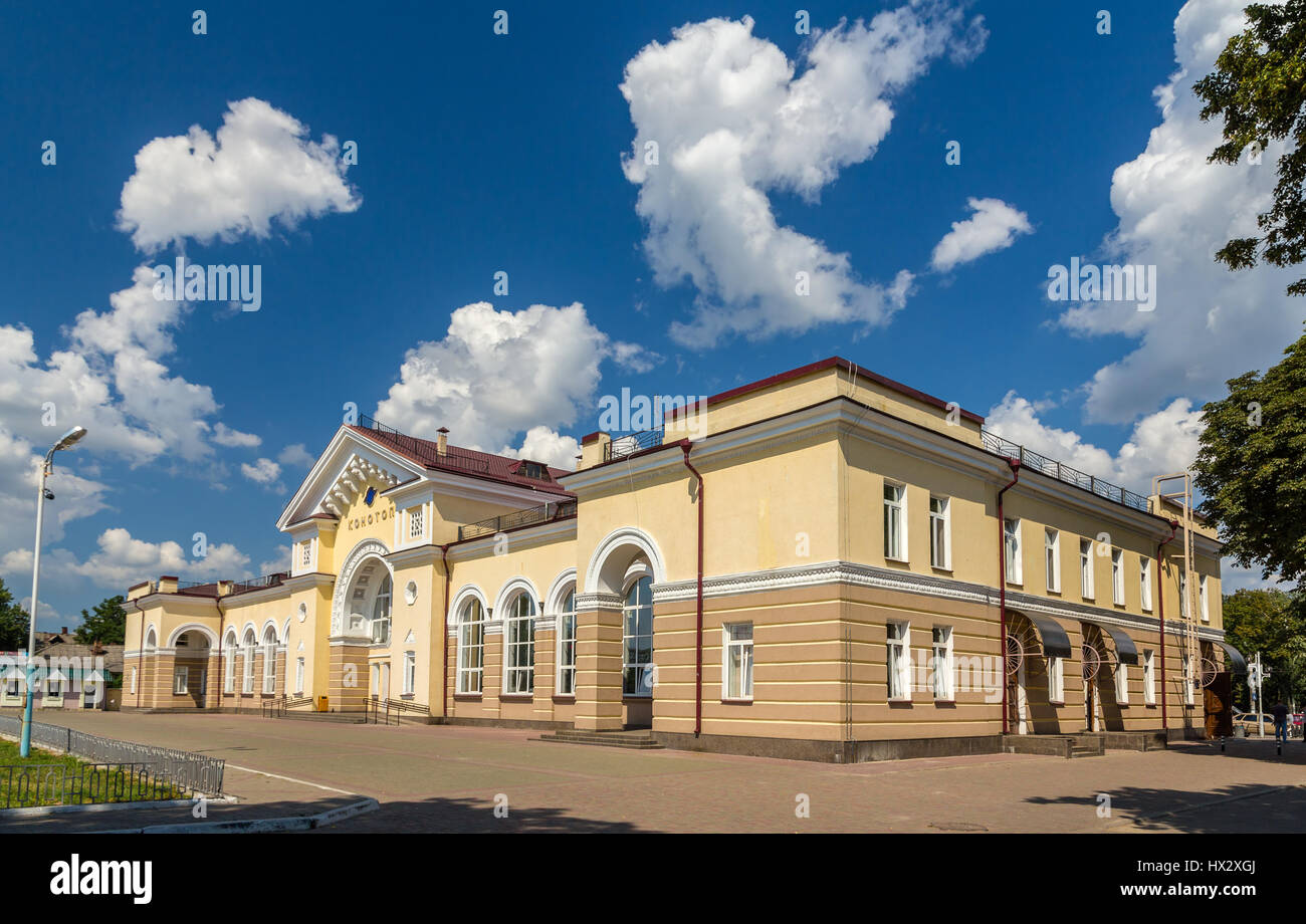 Konotop railway station in Ukraine, near the border with Russia Stock ...