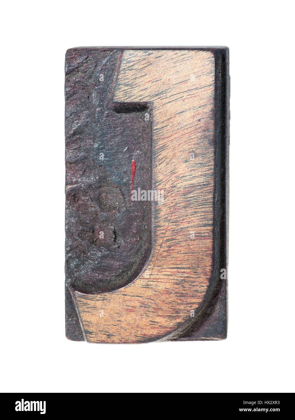 detailed vintage wooden J letter typeface isolated Stock Photo - Alamy