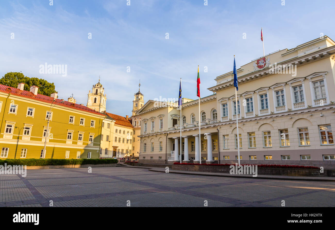 Representative yard and Presidential Palace in Vilnius, Lithuania Stock ...