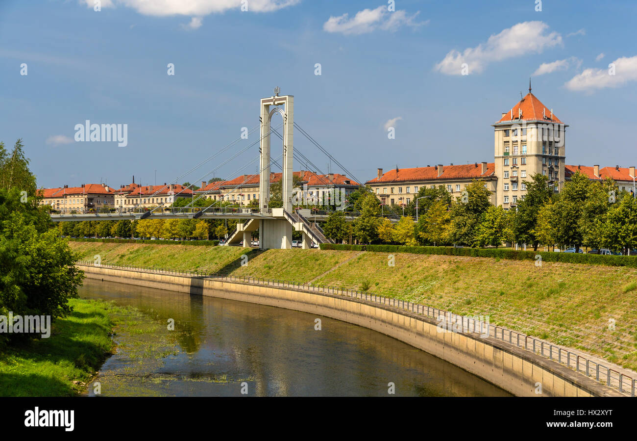 Pedestrian bridge over Nemunas river in Kaunas, Lithuania Stock Photo ...