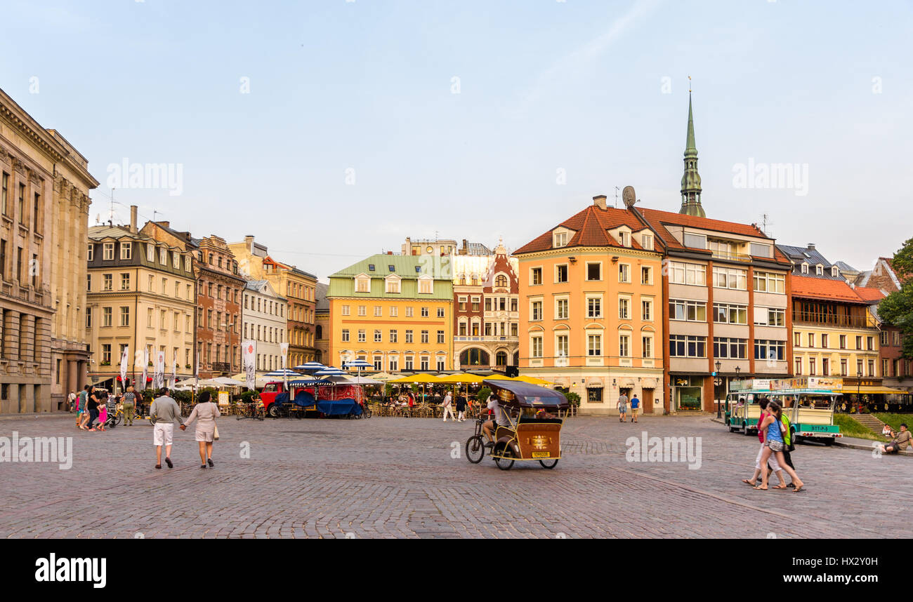 RIGA, LATVIA - JULY 28: View of Dome Square in Riga on July 28, 2014 ...