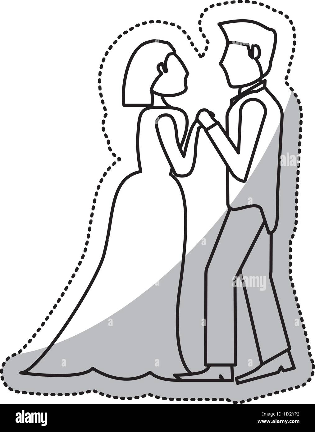 couple wedding holding hands romantic outline Stock Vector Image & Art ...