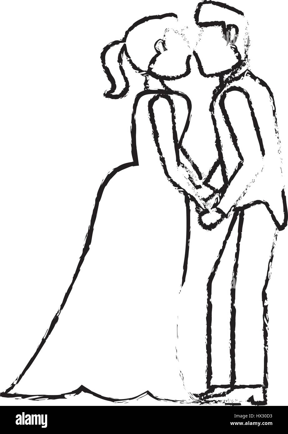 Newlywed couple kiss Stock Vector Images - Alamy