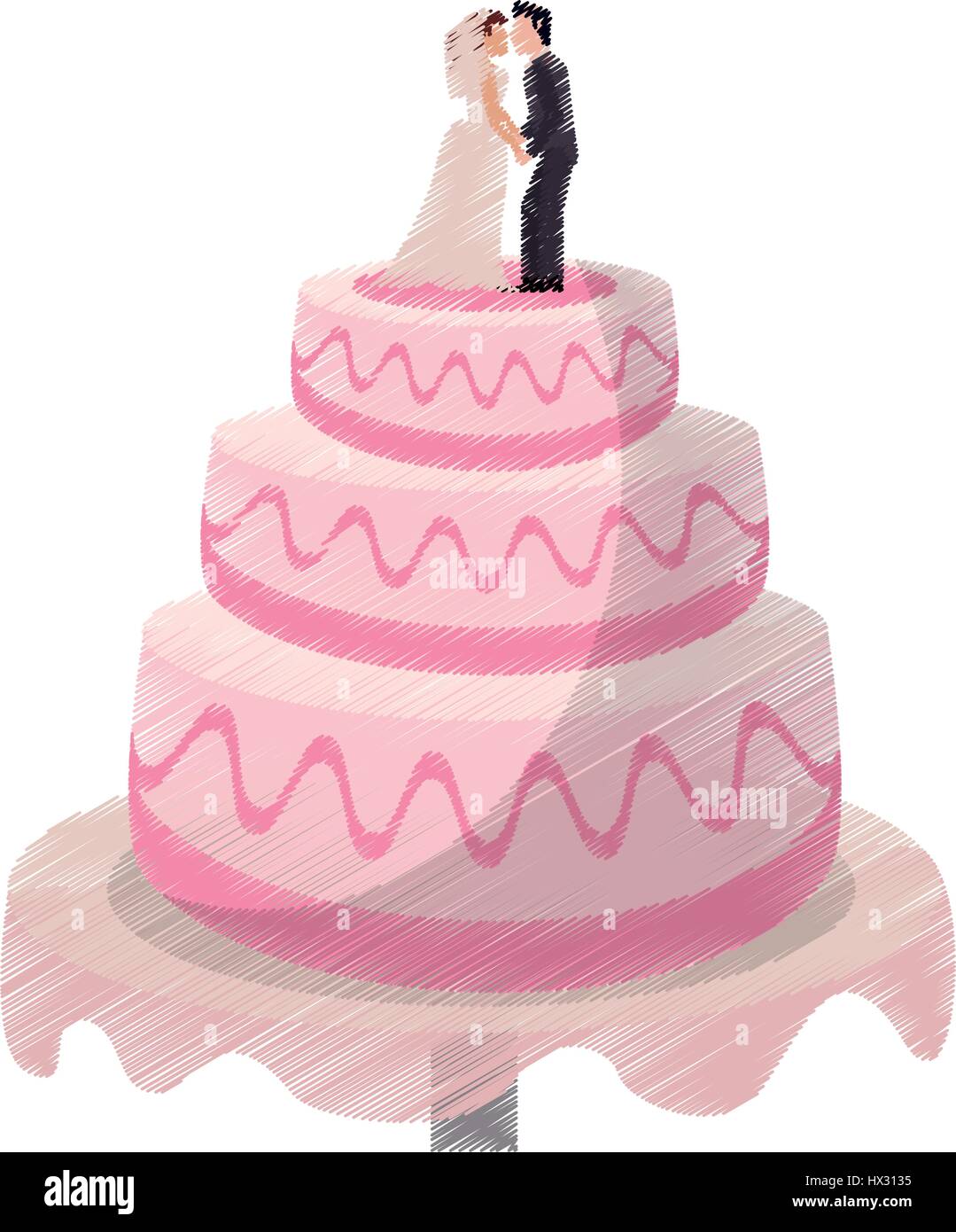 drawing cake couple wedding dessert Stock Vector Image & Art - Alamy