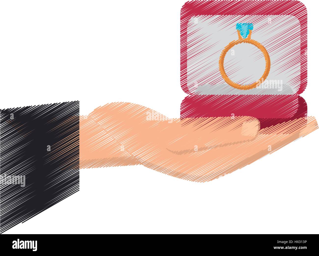 drawing hand holding golden rings wedding symbol Stock Vector Image ...