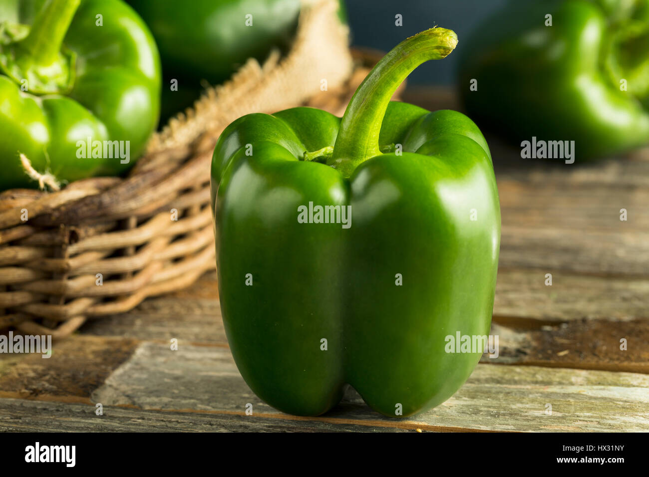 Raw Green Organic Bell Peppers Ready to Cook With Stock Photo - Alamy