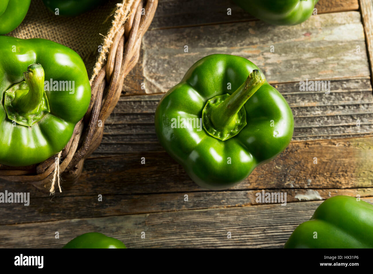Raw Green Organic Bell Peppers Ready to Cook With Stock Photo - Alamy