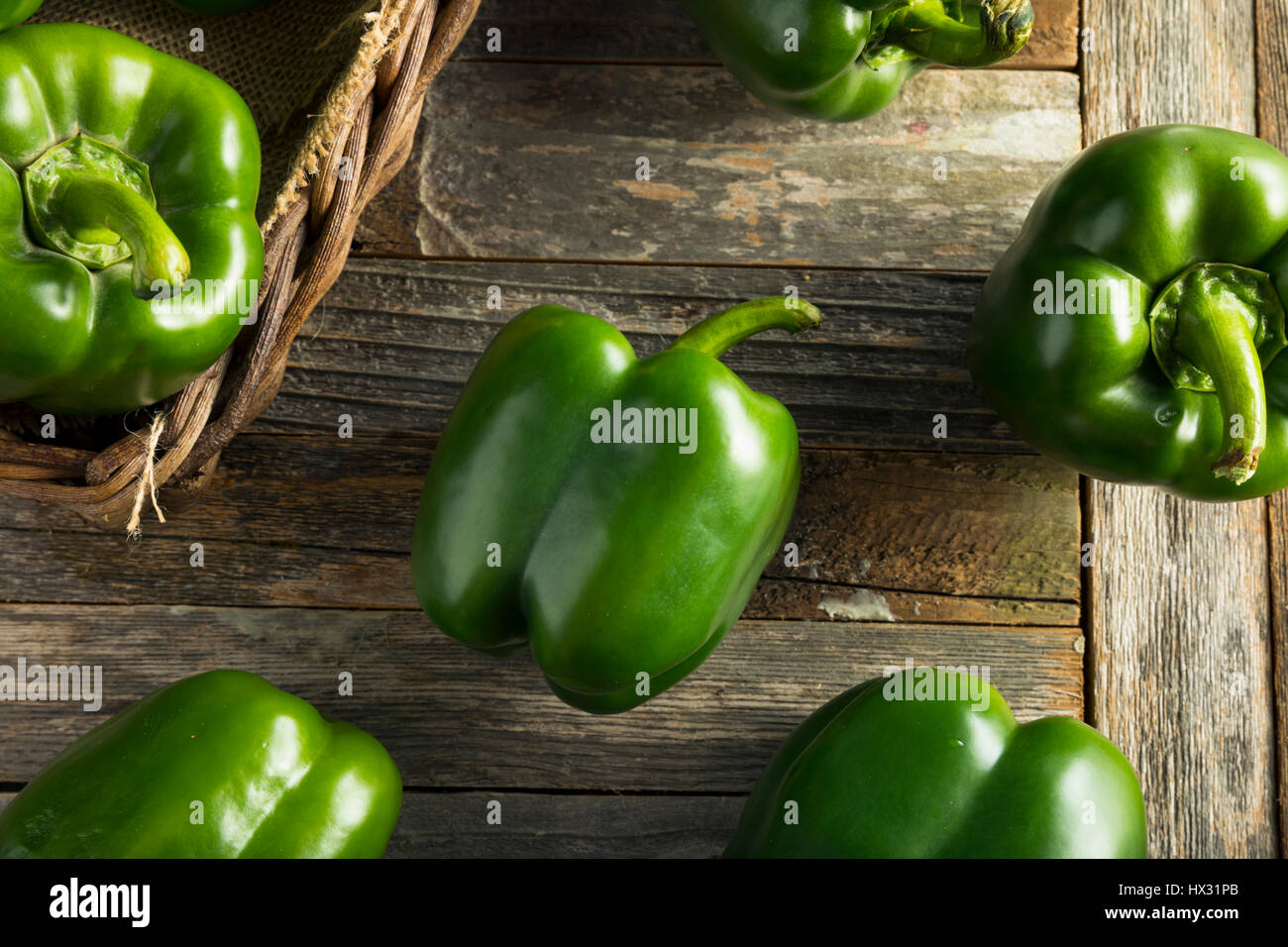 Raw Green Organic Bell Peppers Ready to Cook With Stock Photo - Alamy