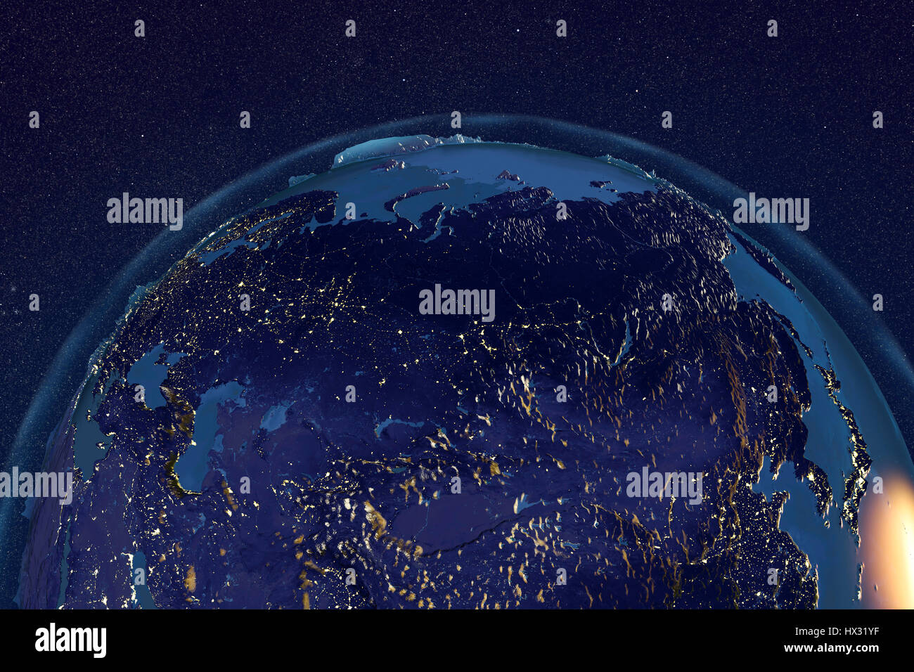 Earth from space. Computer illustration showing the Earth as viewed ...