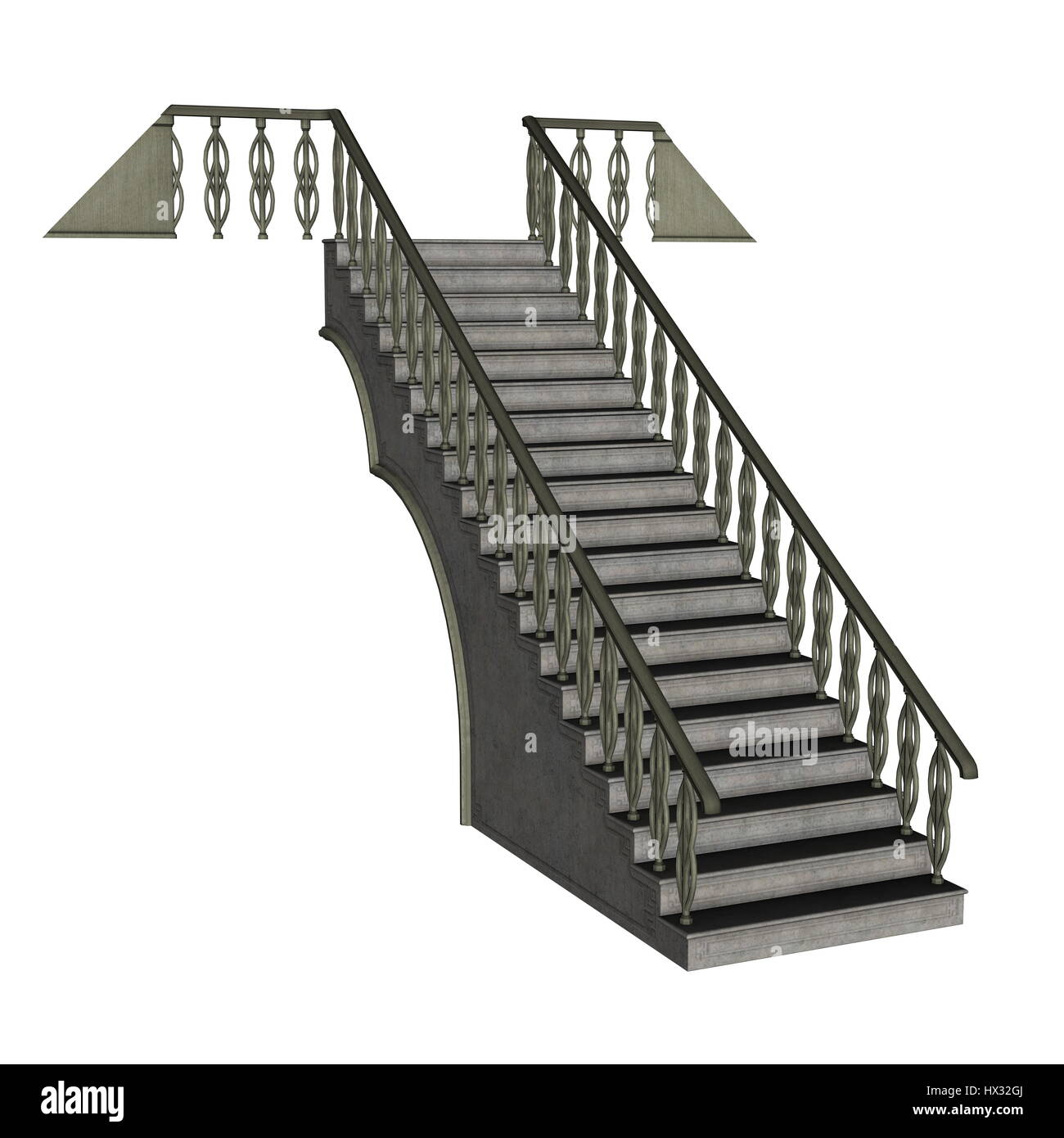 Grey staircase isolated in white background - 3D render Stock Photo - Alamy
