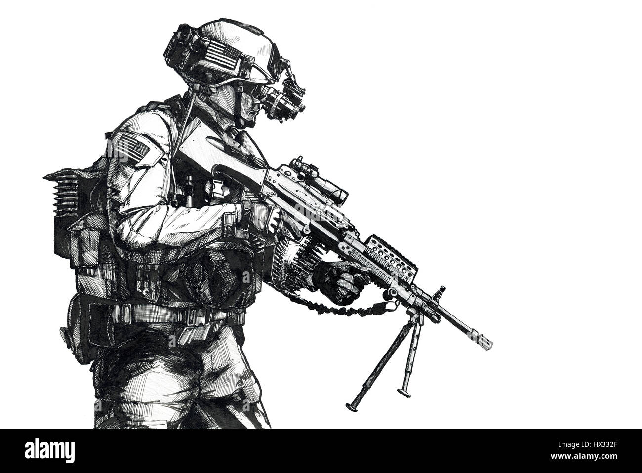 Army Ranger hand drawn picture Stock Photo - Alamy