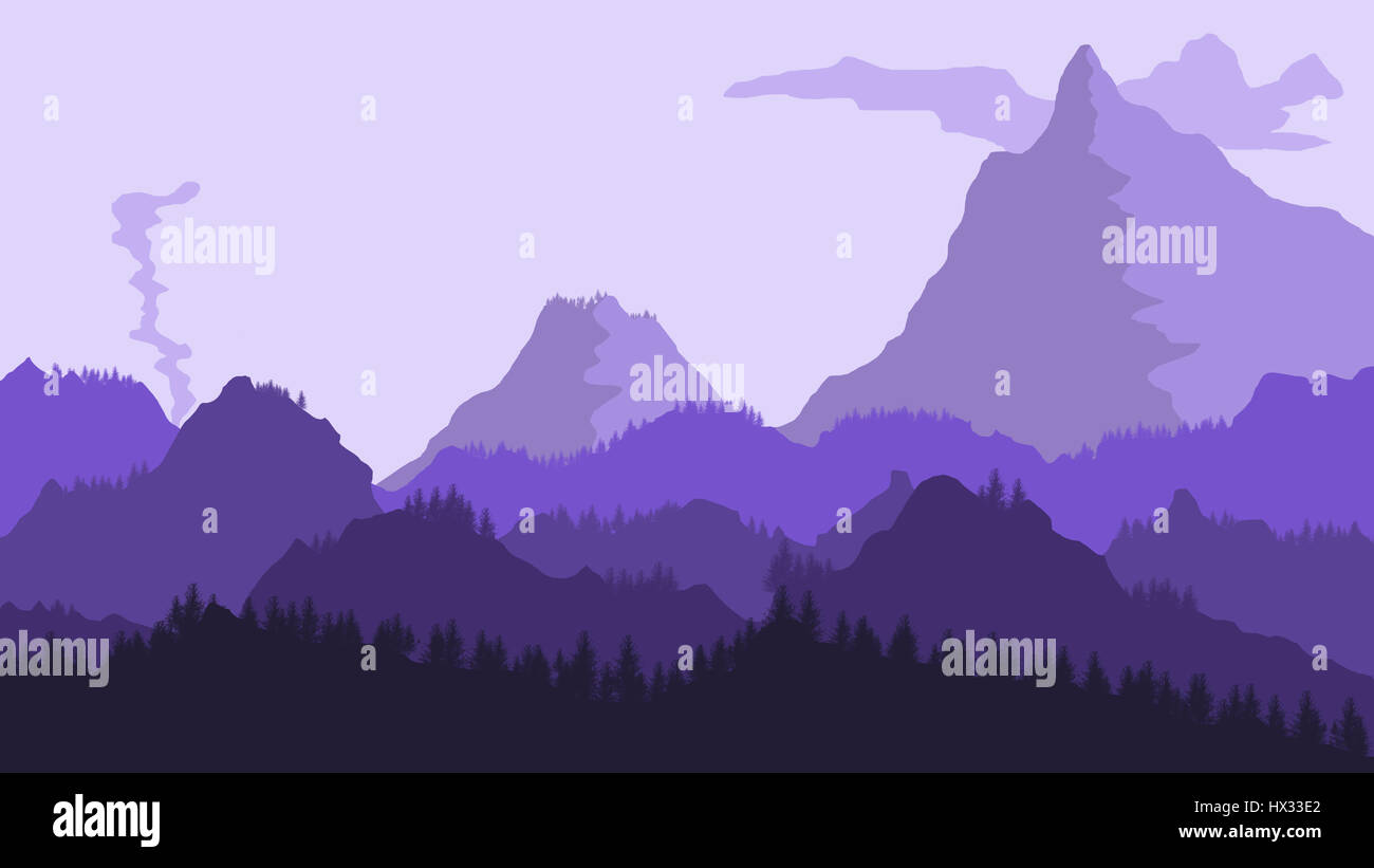 Mountain Landscape Illustration with Color Overlay Stock Photo - Alamy