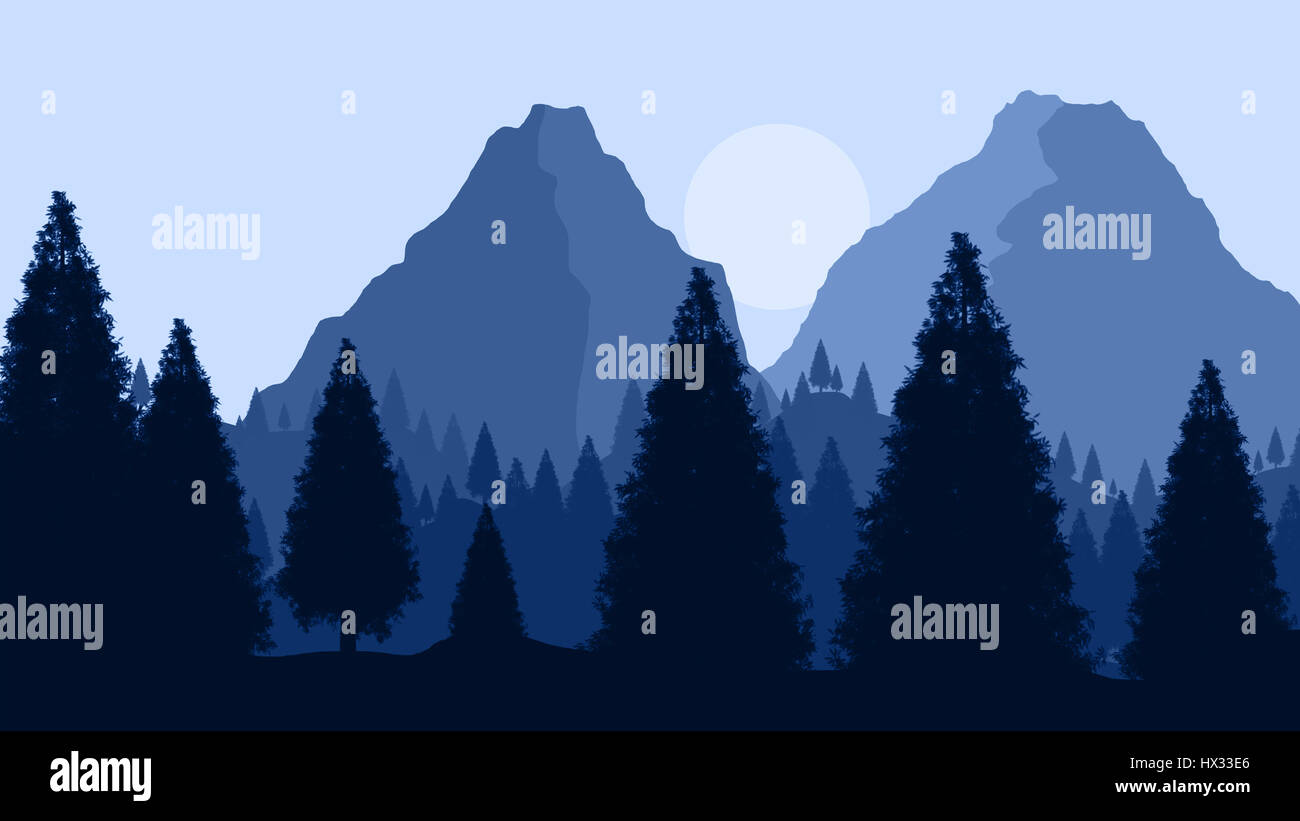 Mountain Landscape Illustration with Color Overlay Stock Photo - Alamy