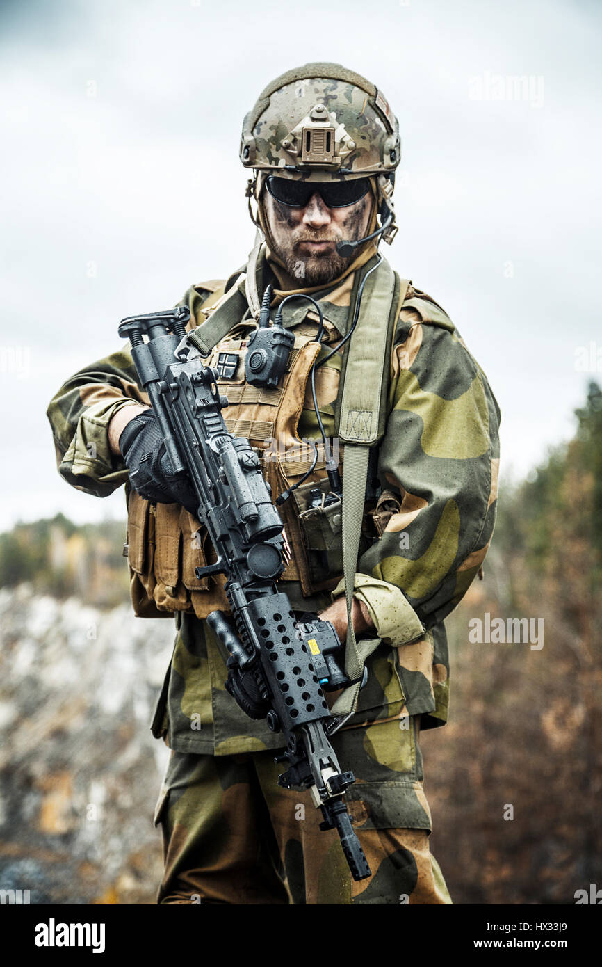 norwegian soldier in the forest Stock Photo - Alamy