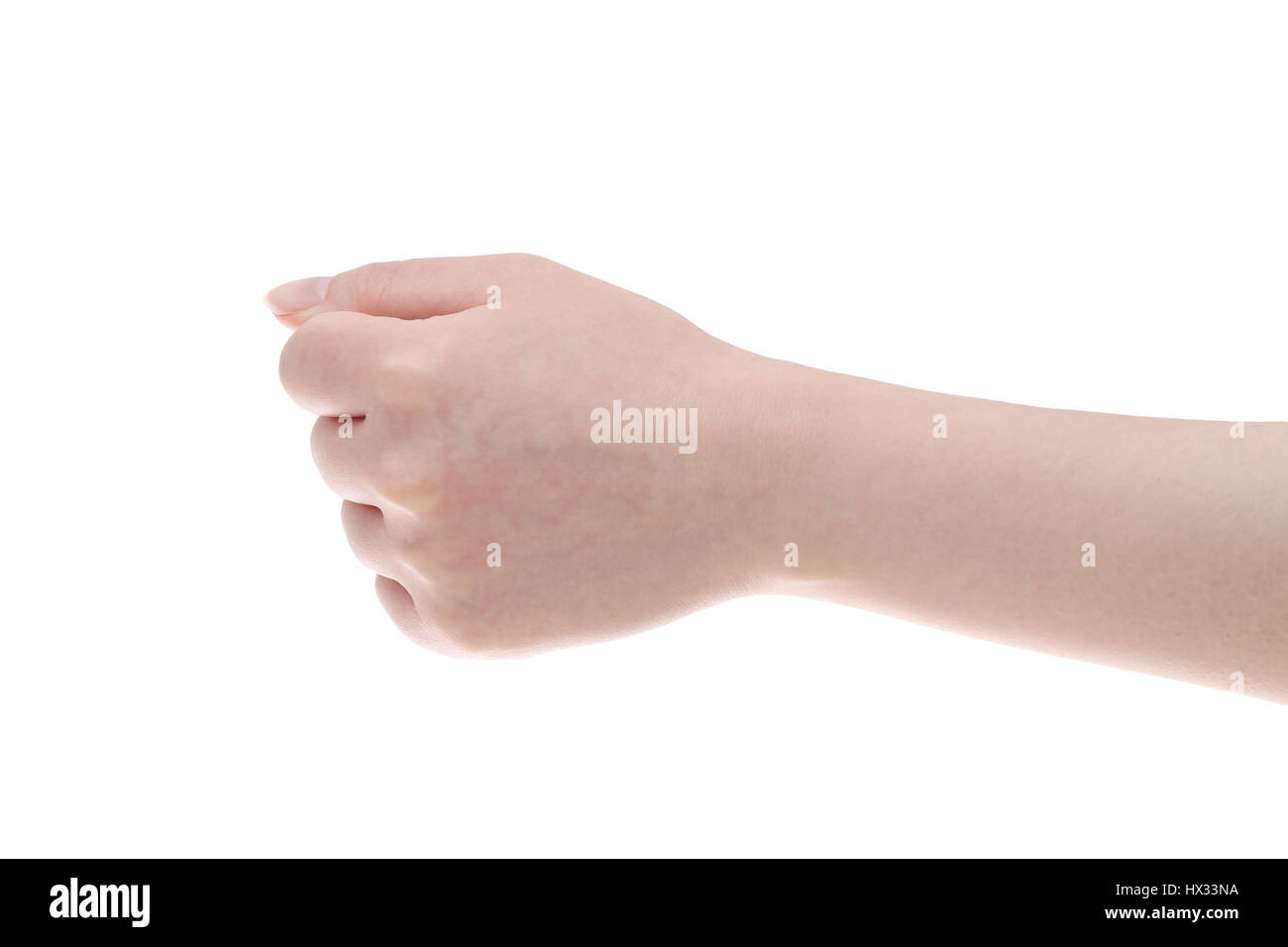 hand female fist closeup isolated on a white background Stock Photo - Alamy